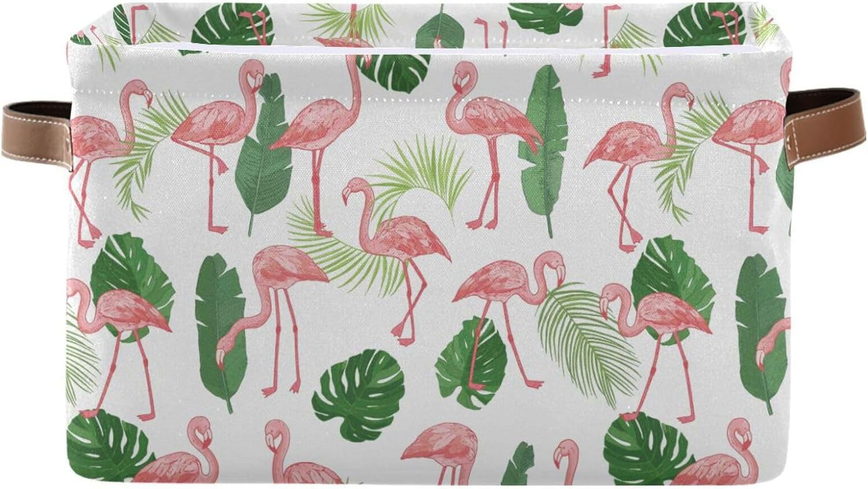 GZHJMY Storage Basket Flamingo Palm Leaf Foldable Canvas Laundry ...
