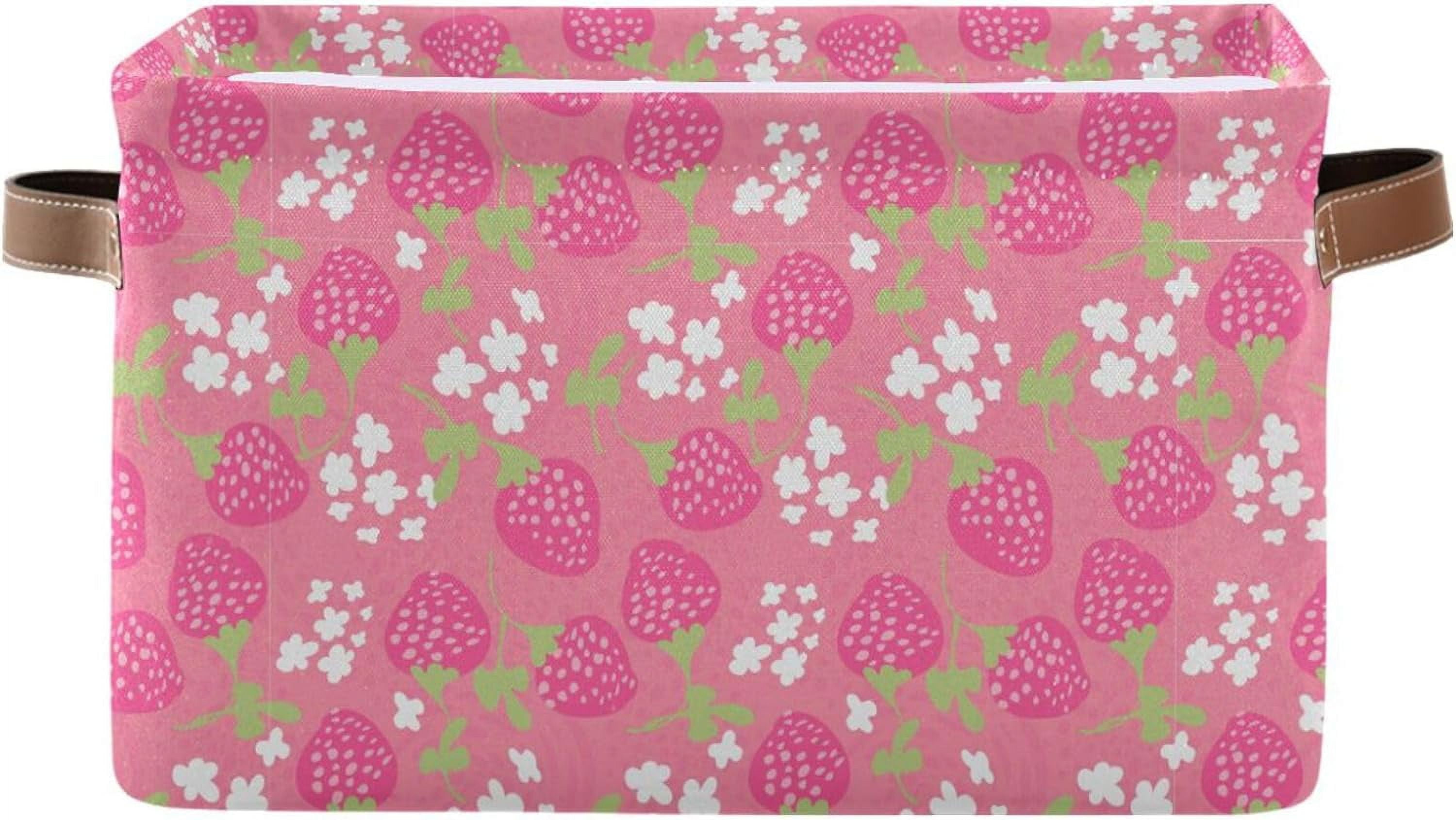 GZHJMY Storage Basket Floral Strawberry Foldable Canvas Laundry Baskets ...