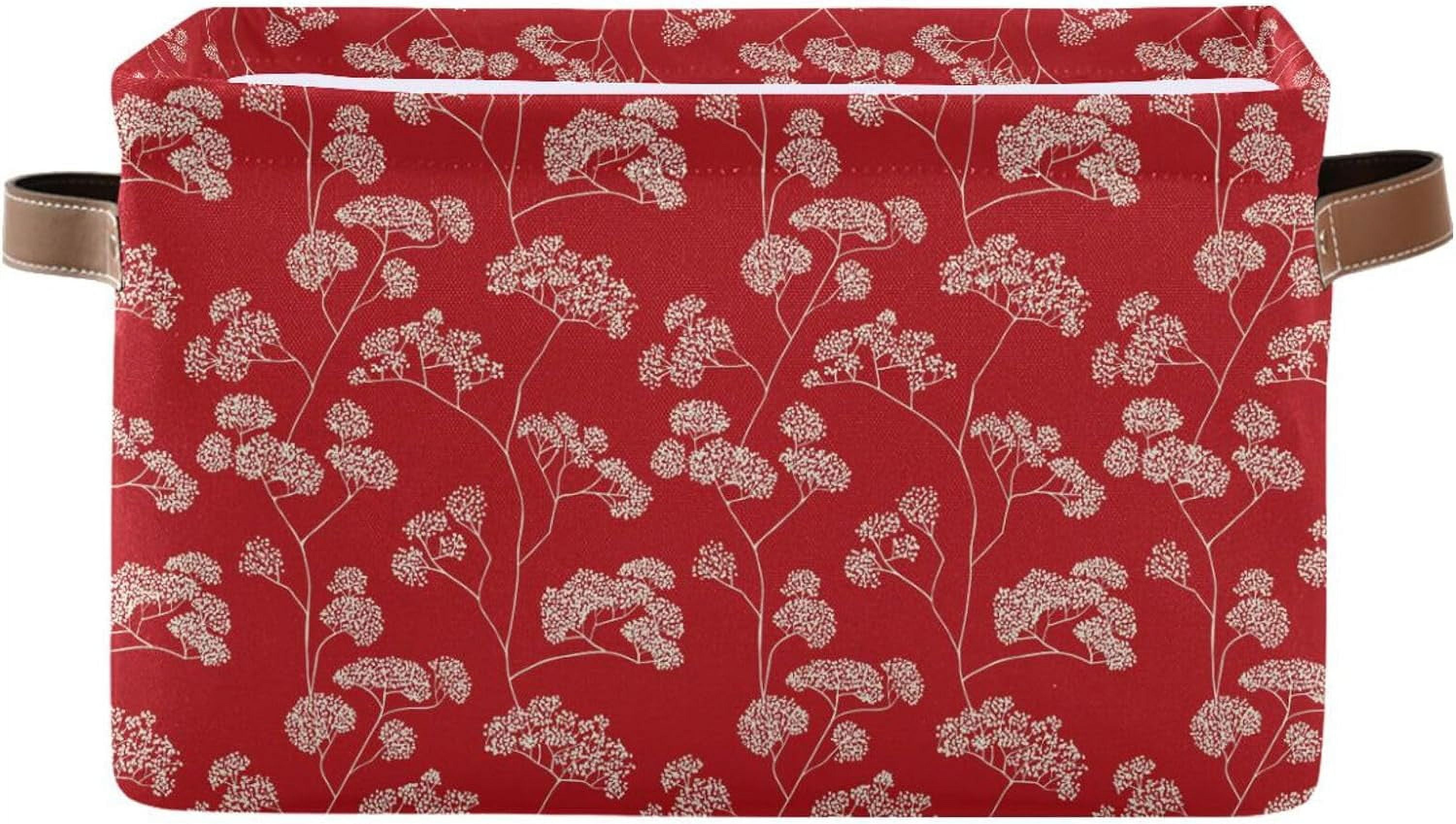 GZHJMY Storage Basket Flower Red Foldable Canvas Laundry Baskets Bin ...