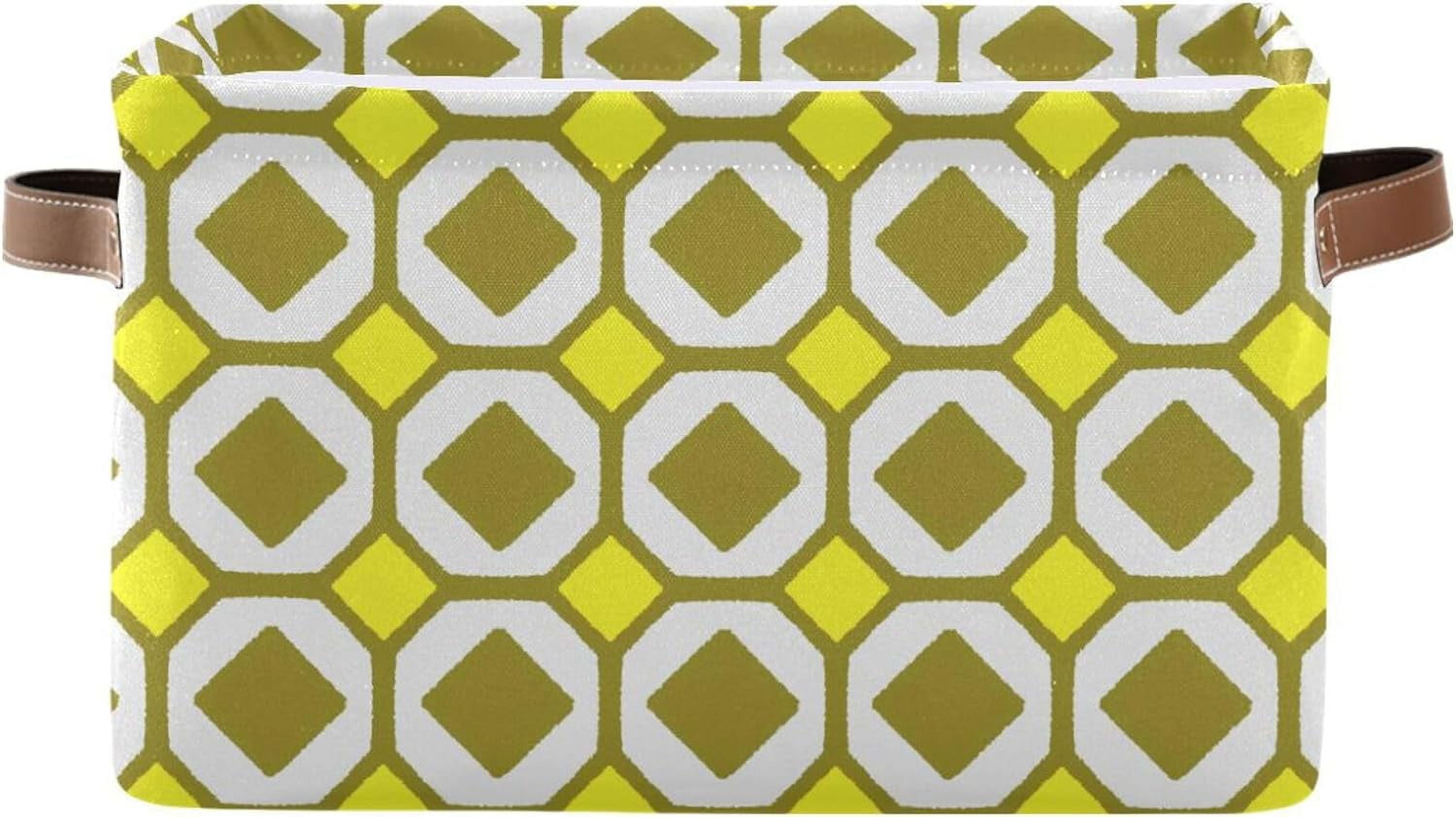 GZHJMY Storage Basket Geometric Yellow Foldable Canvas Laundry Baskets ...