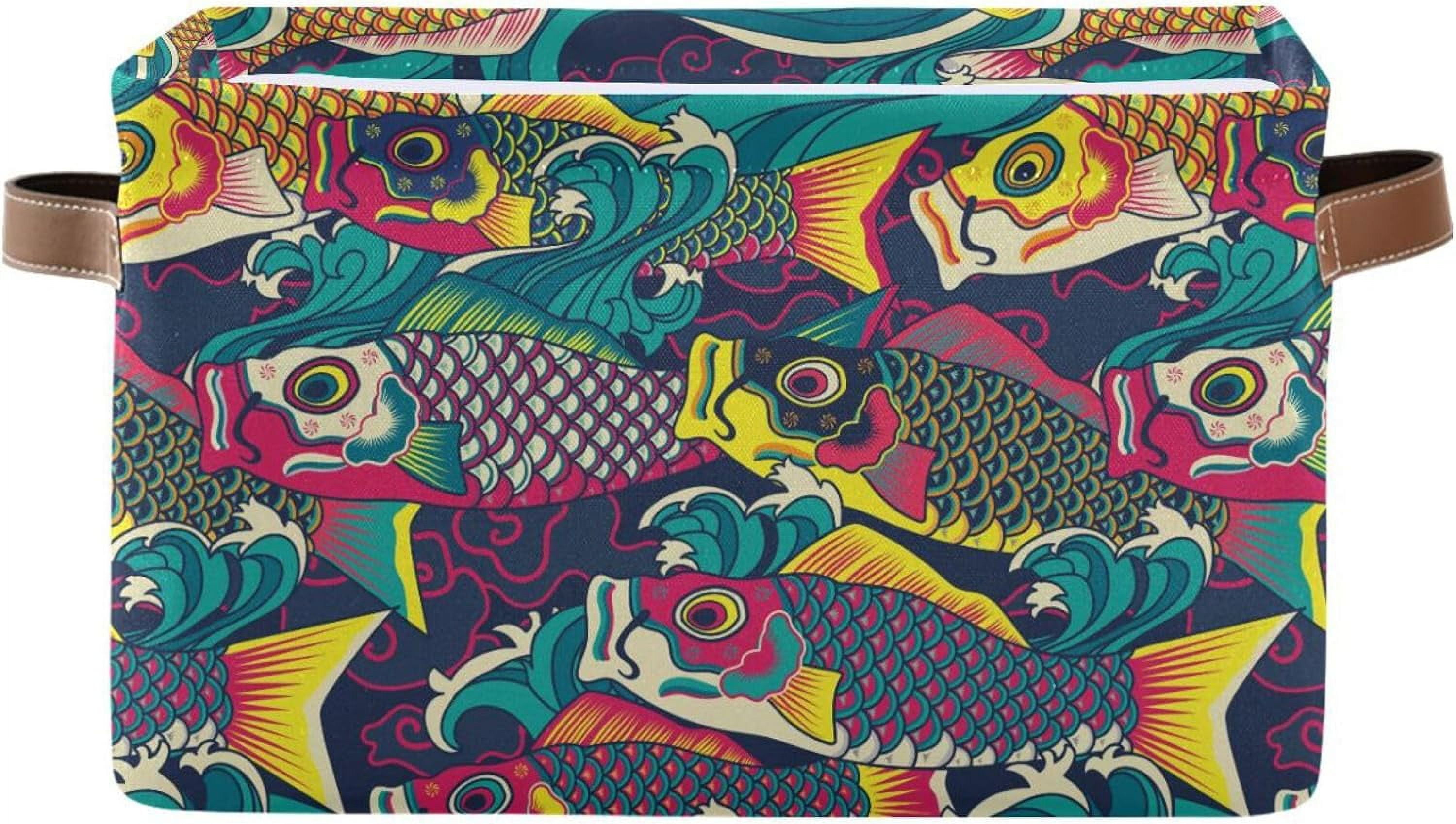 GZHJMY Storage Basket Japanese Fishes Foldable Canvas Laundry Baskets ...