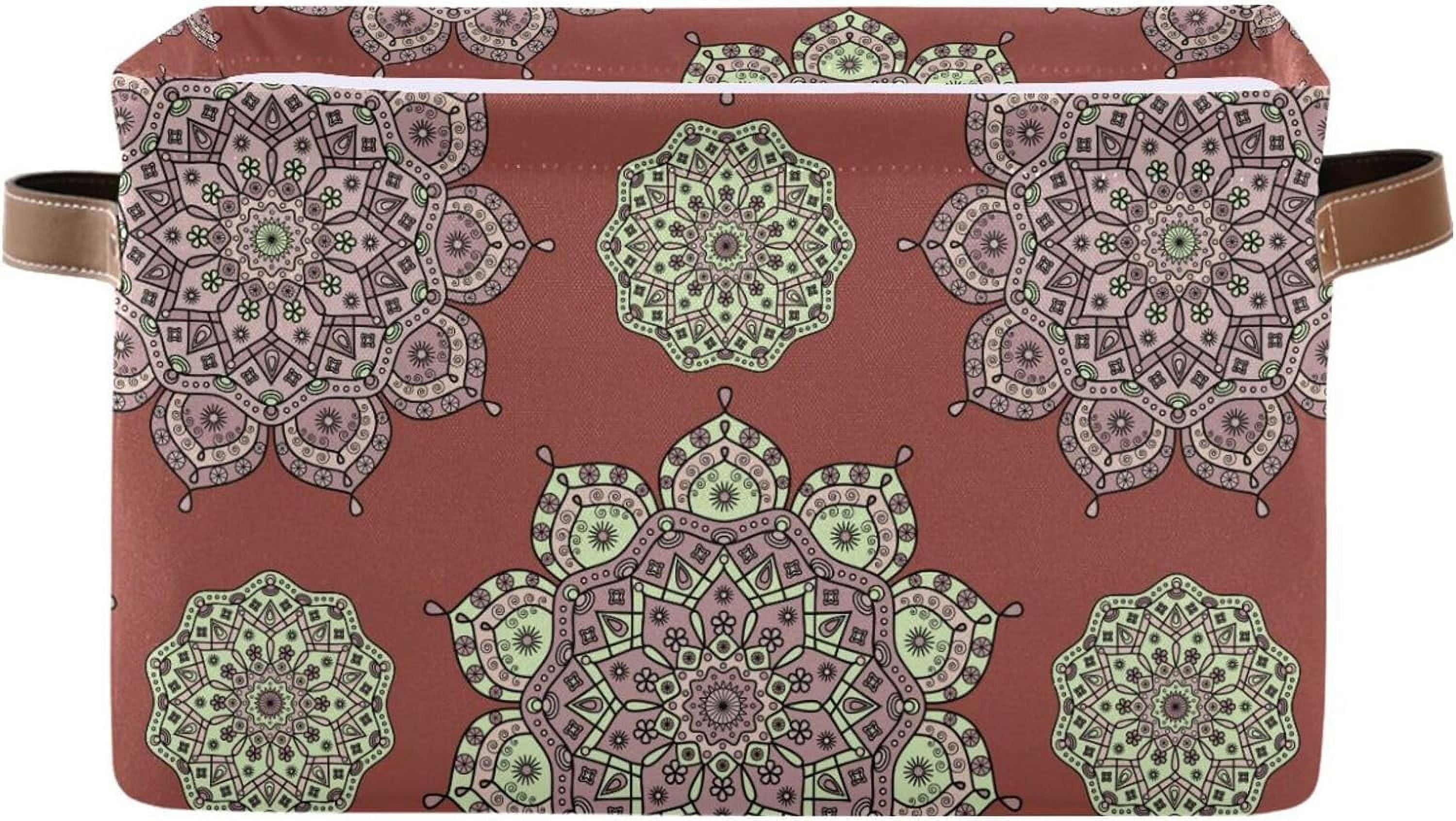 GZHJMY Storage Basket Mandala Flower Dark Red Foldable Canvas Laundry ...
