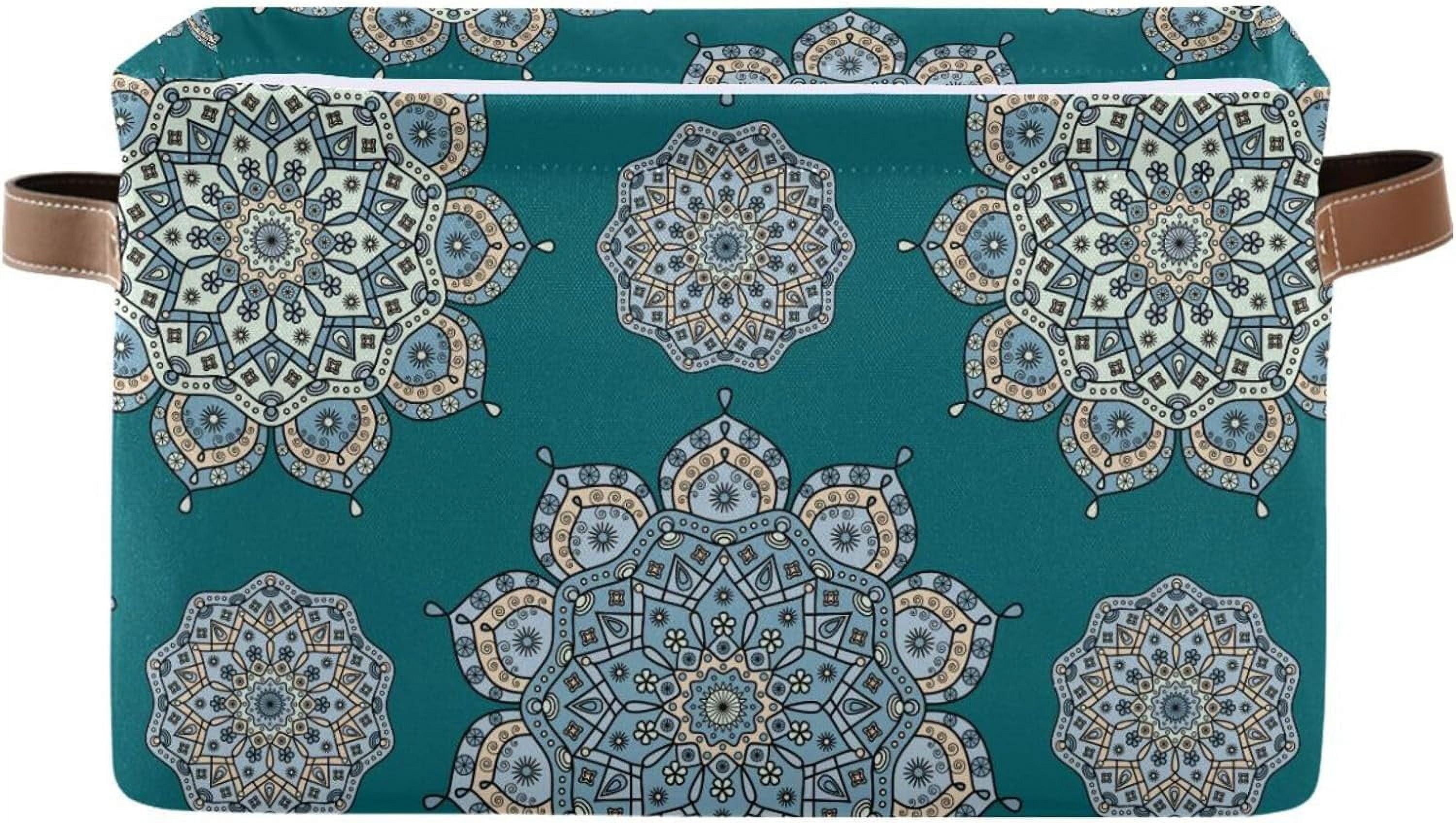 GZHJMY Storage Basket Mandala Flower Teal Foldable Canvas Laundry ...