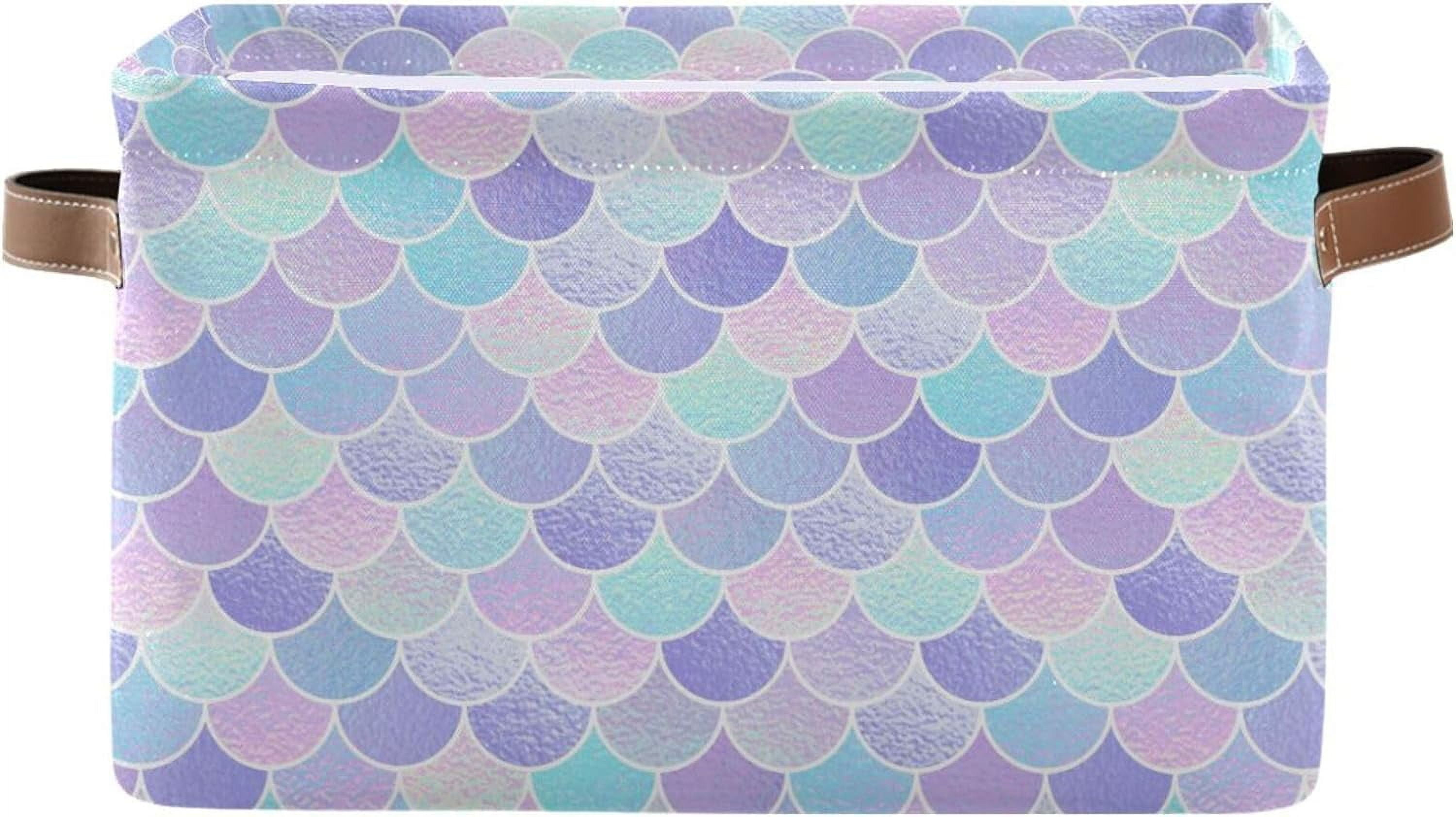 GZHJMY Storage Basket Mermaid Scale Foldable Canvas Laundry Baskets Bin ...