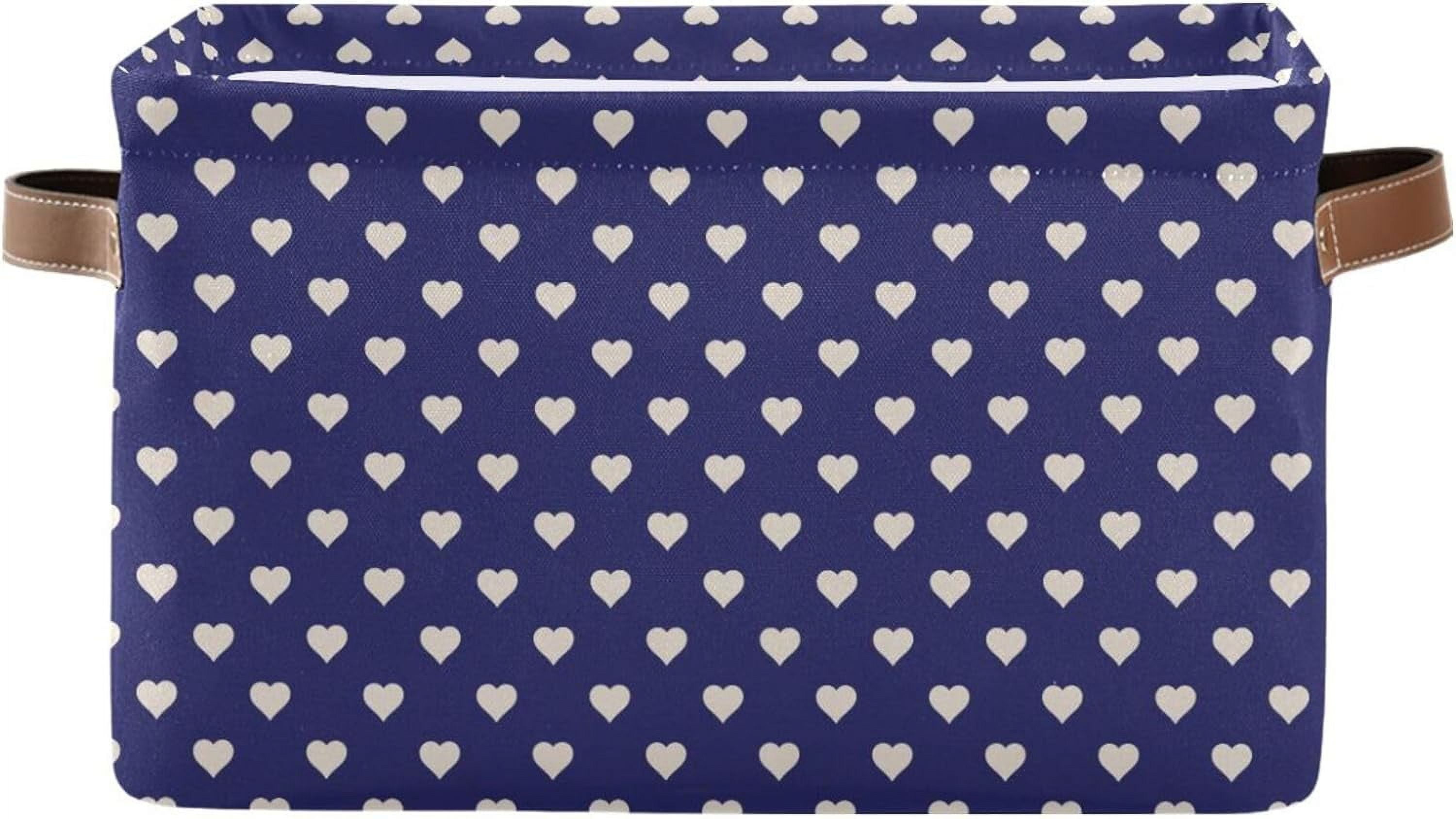 GZHJMY Storage Basket Navy Blue Love Hearts Foldable Canvas Laundry ...