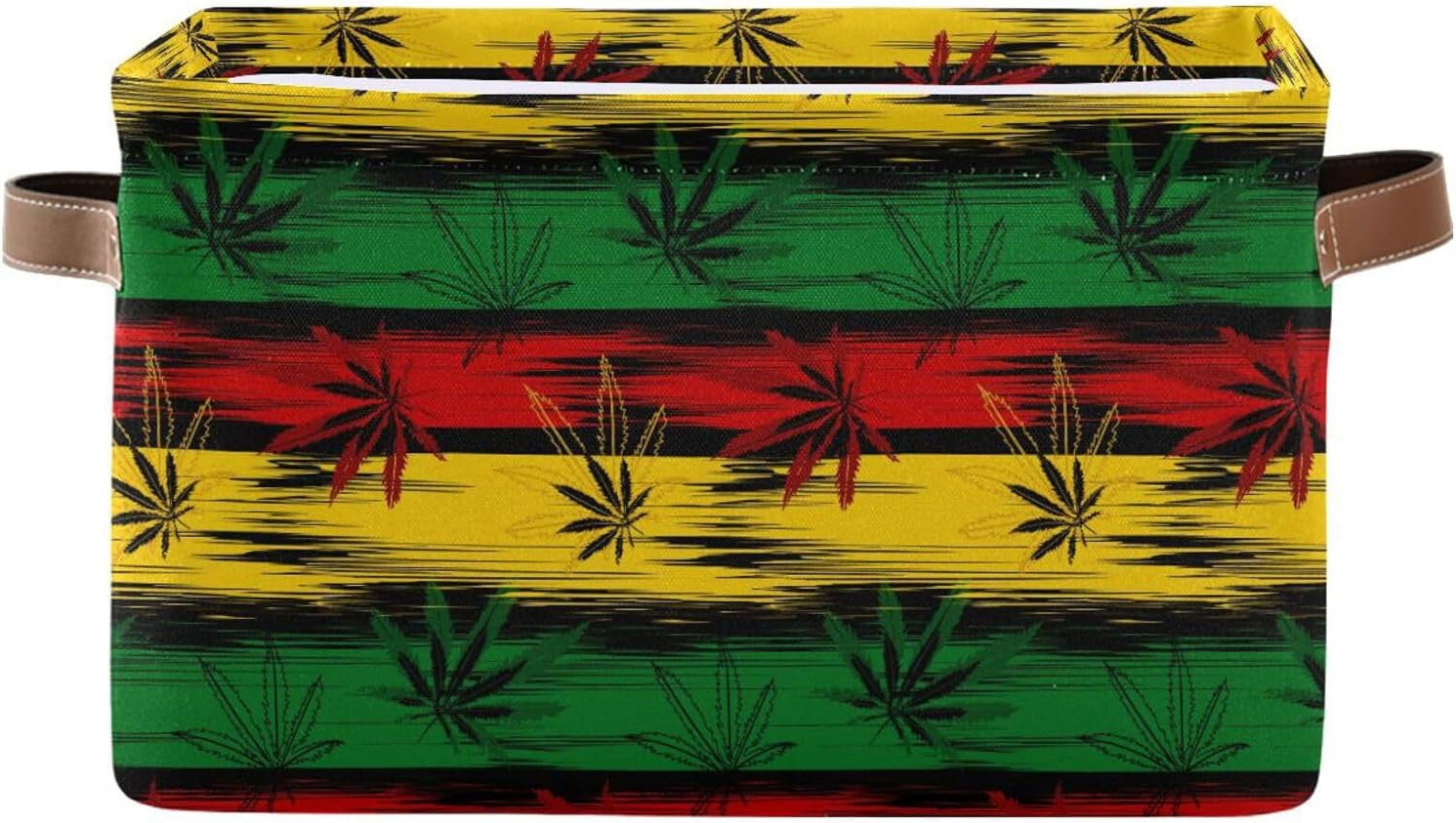 GZHJMY Storage Basket Palm Leaf Foldable Canvas Laundry Baskets Bin ...