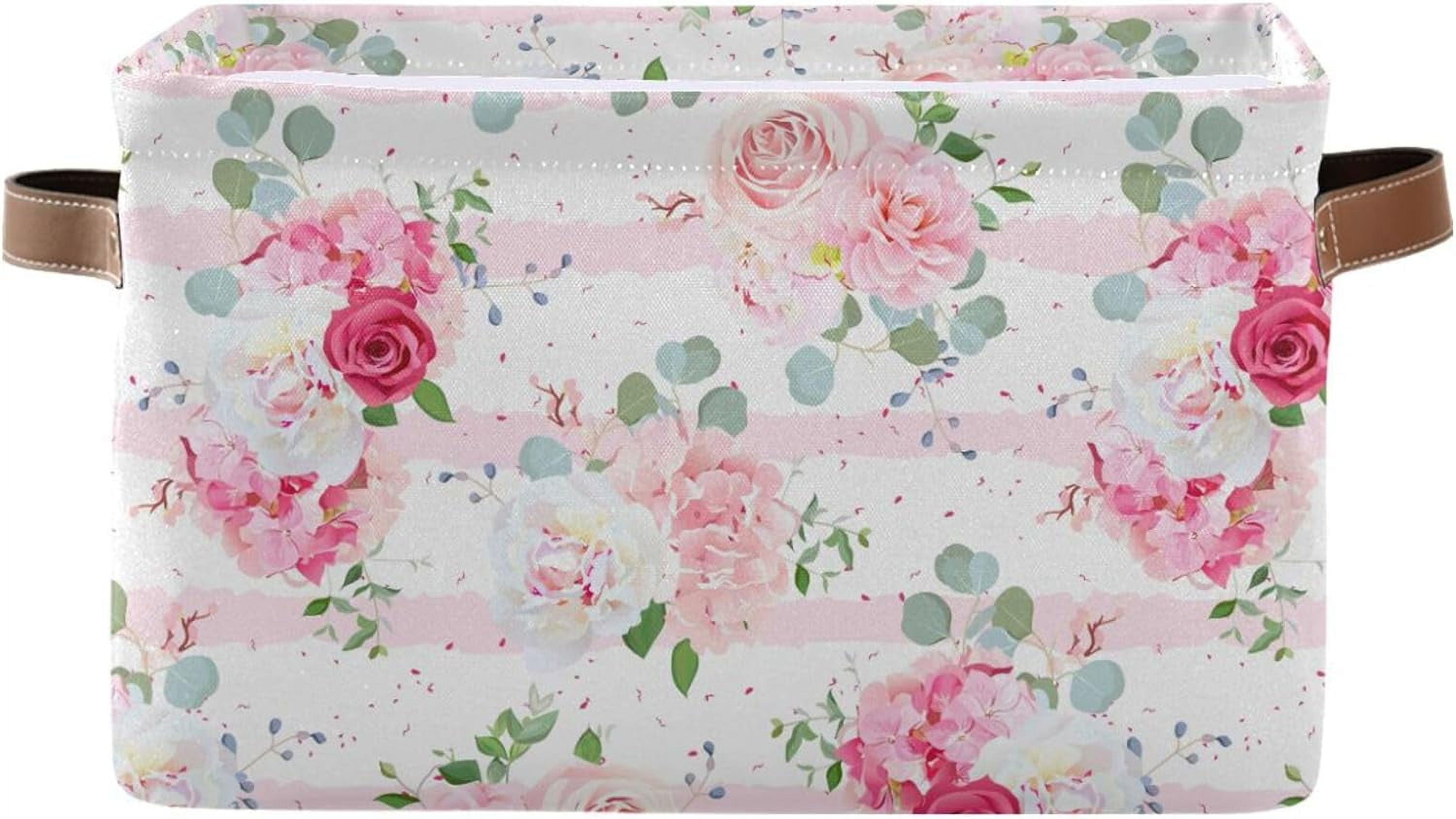 GZHJMY Storage Basket Pink Red Rose Foldable Canvas Laundry Baskets Bin ...