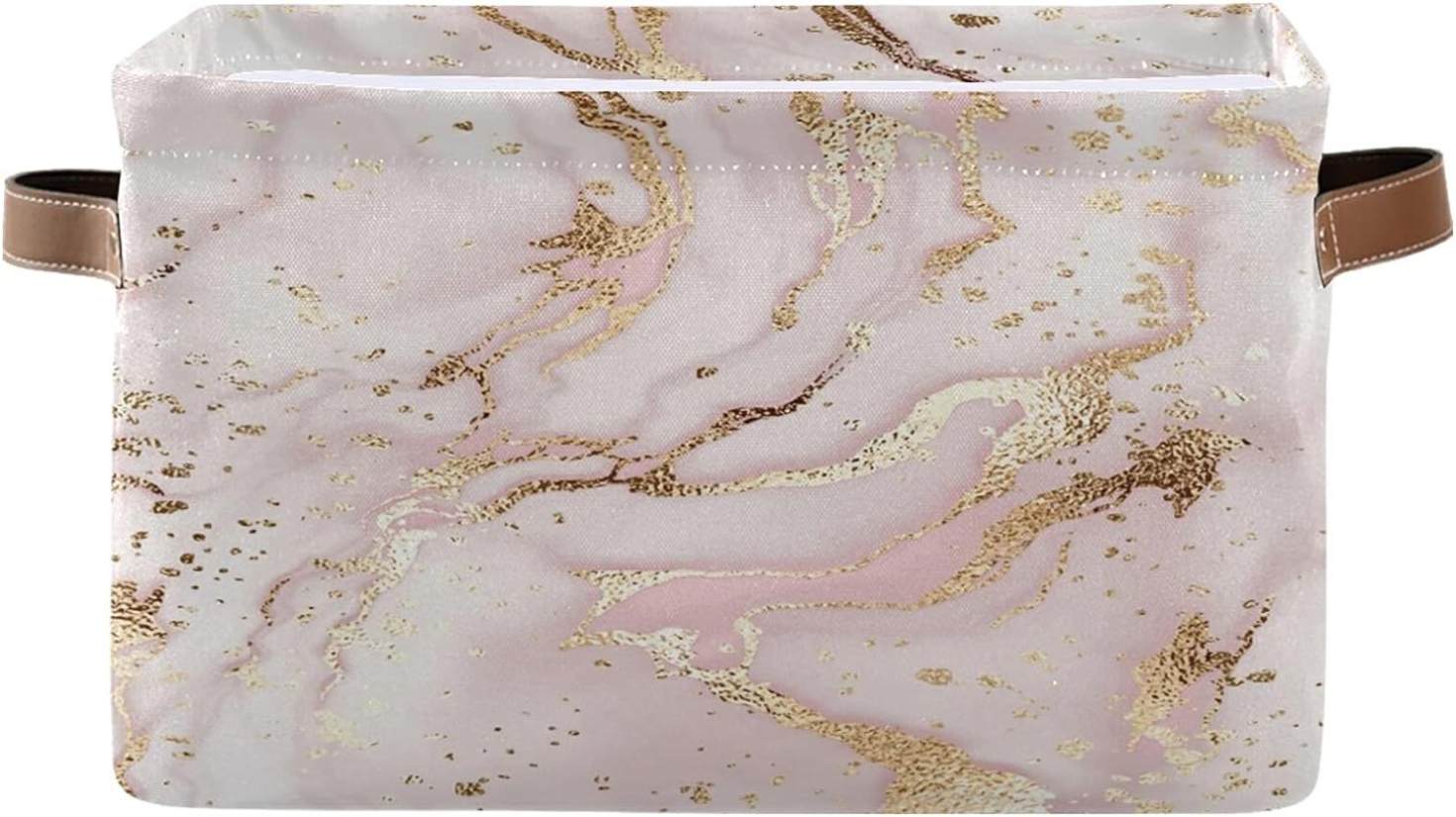 GZHJMY Storage Basket, Rose Gold Abstract Marble Storage Bin with ...