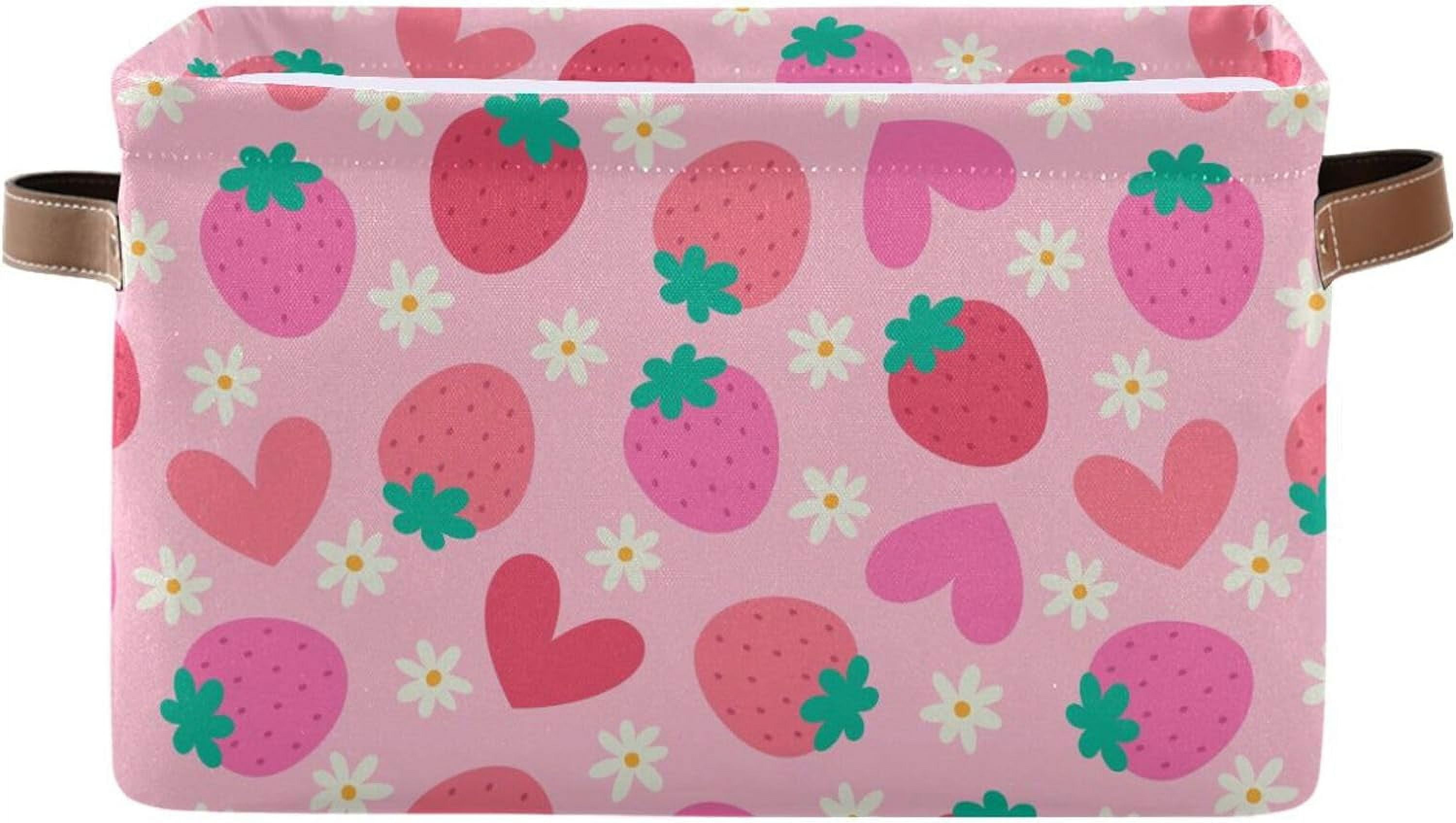 GZHJMY Storage Basket Strawberry Flower Pink Foldable Canvas Laundry ...
