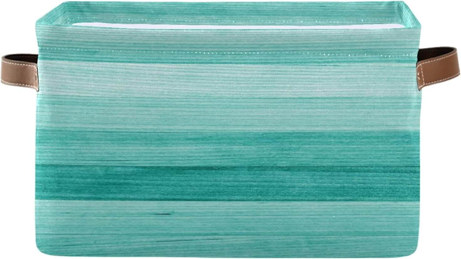 GZHJMY Storage Basket, Teal Mint Green Wood Storage Bin with Handle ...