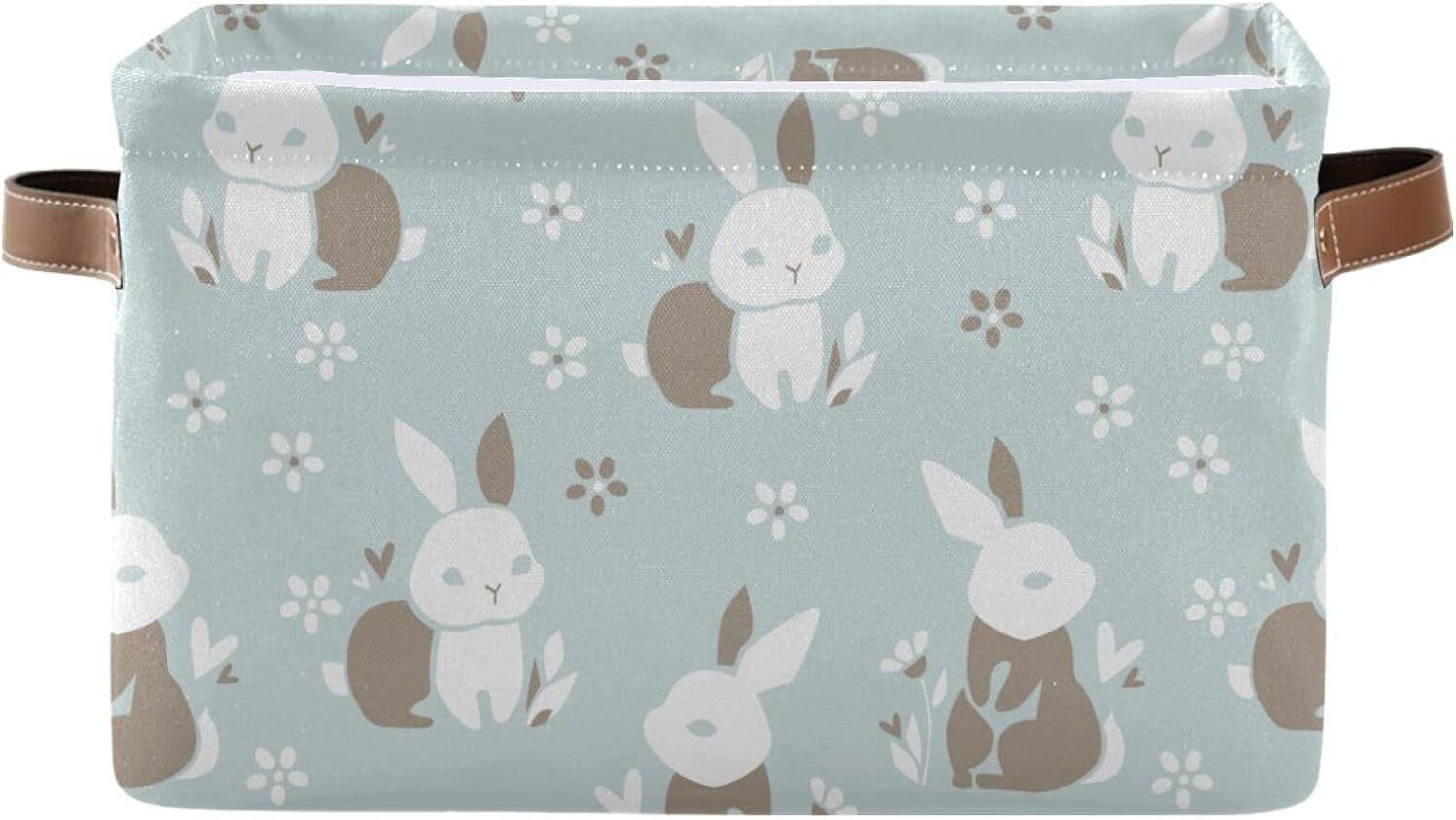 GZHJMY Storage Basket Watercolor Rabbit Foldable Canvas Laundry Baskets ...