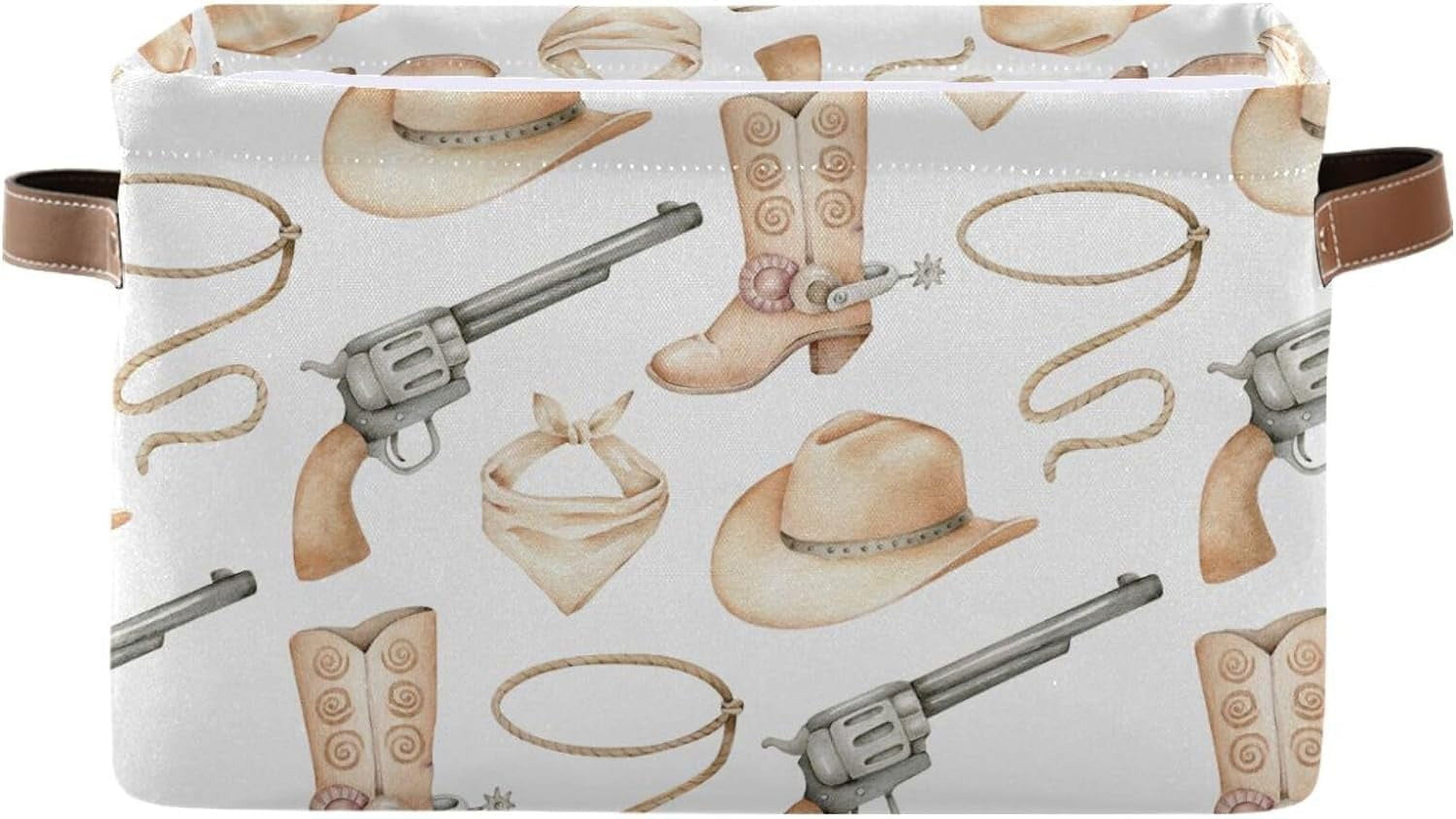 GZHJMY Storage Basket Western Cowboy Hat Print Foldable Canvas Laundry ...