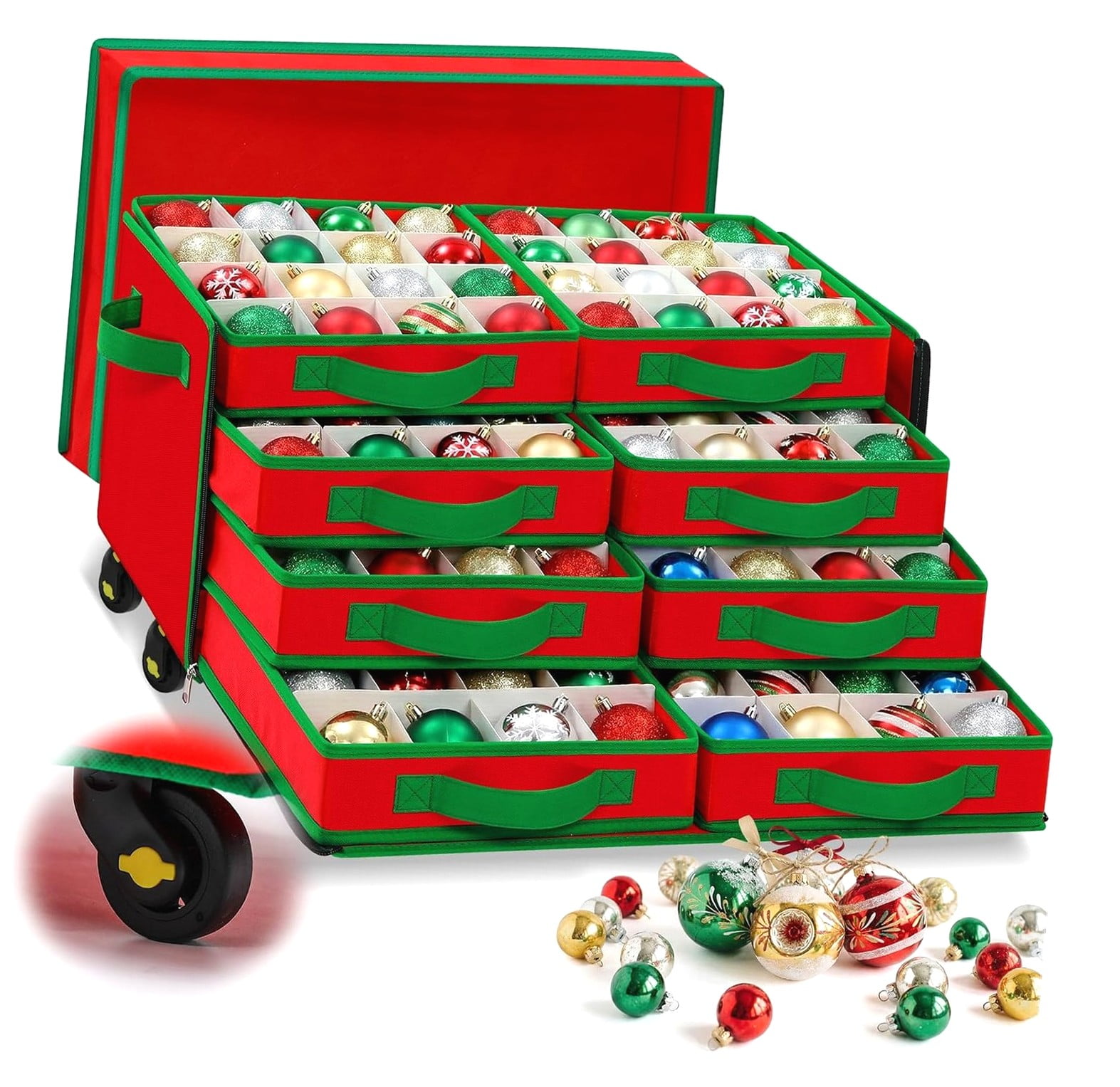 GZHJMY Storage Container with Wheels 128 Compartments 3" Dividers Large ...