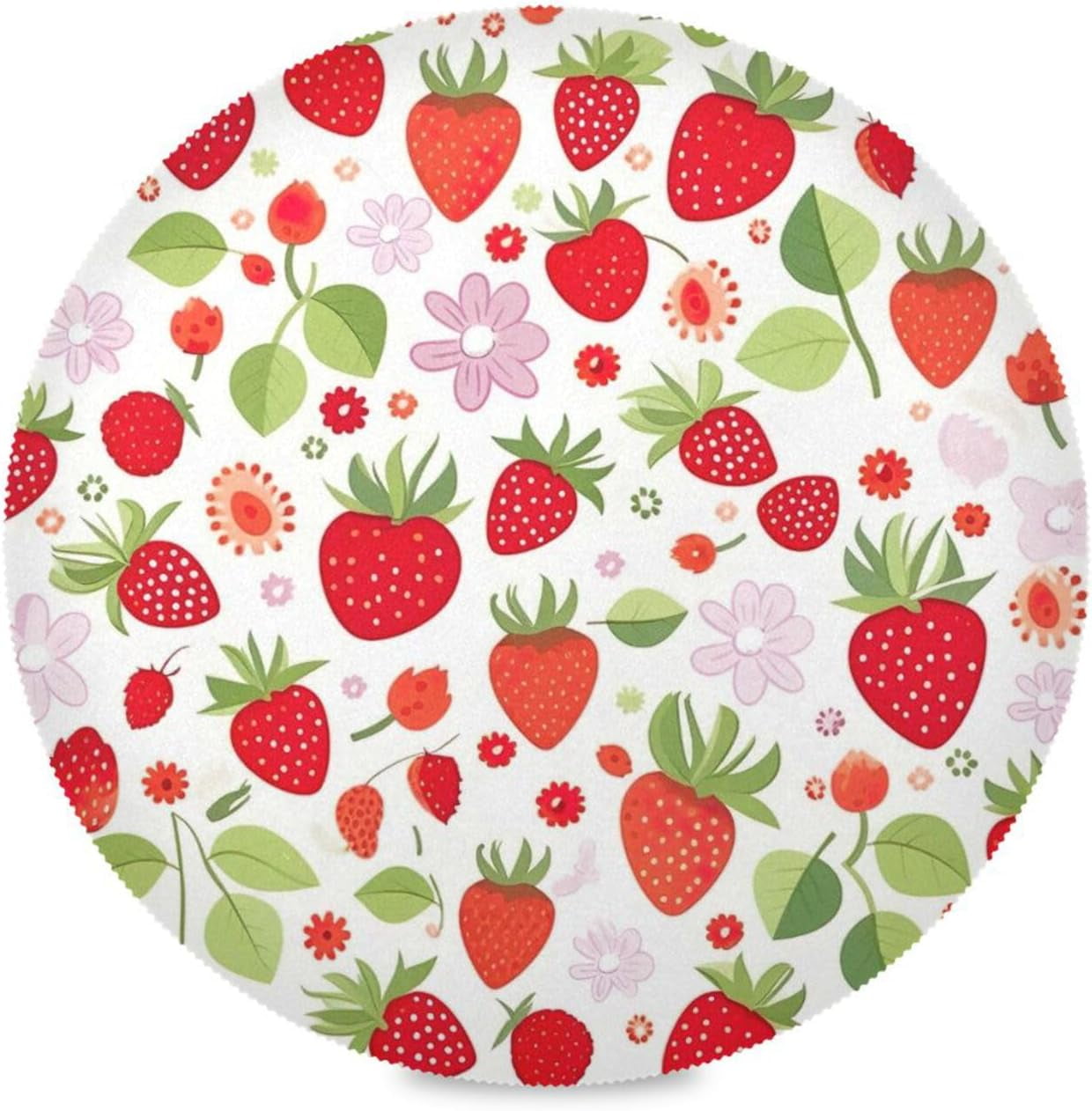 GZHJMY Strawberries Flowers Round Placemats 15.4in, Washable Heat ...