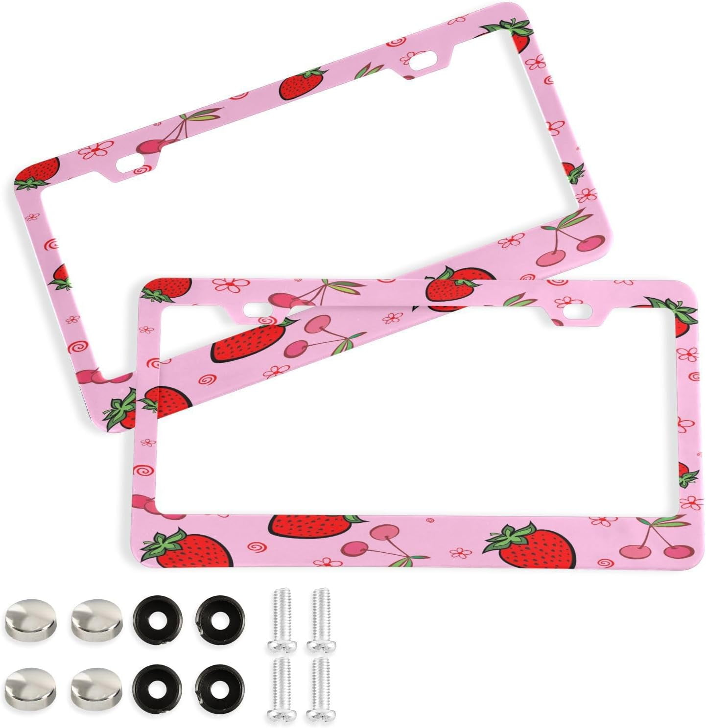 GZHJMY Strawberry License Plate Frames Set of 2, Universal Aluminum ...