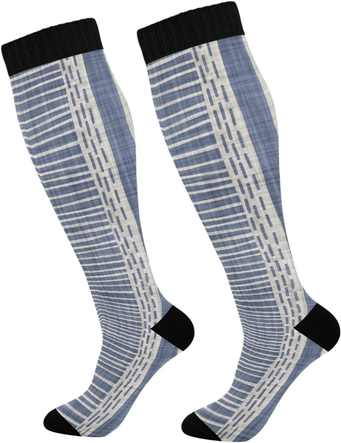 GZHJMY Stripes Compression Socks, Women Men Long Stocking (20-30mmHg ...
