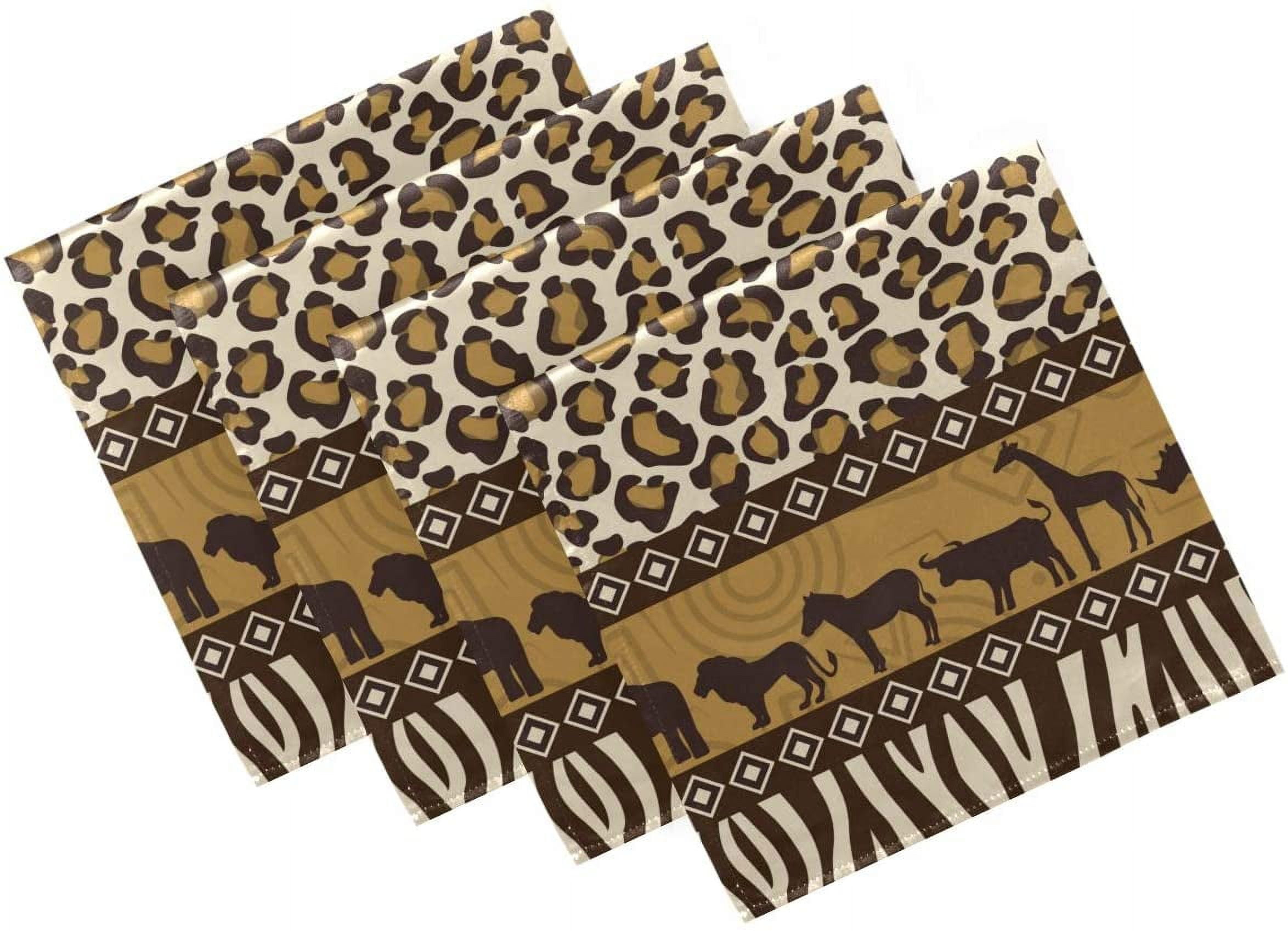 GZHJMY Stylish African Wild Animals Leopard Pattern Cloth Napkins, Set ...
