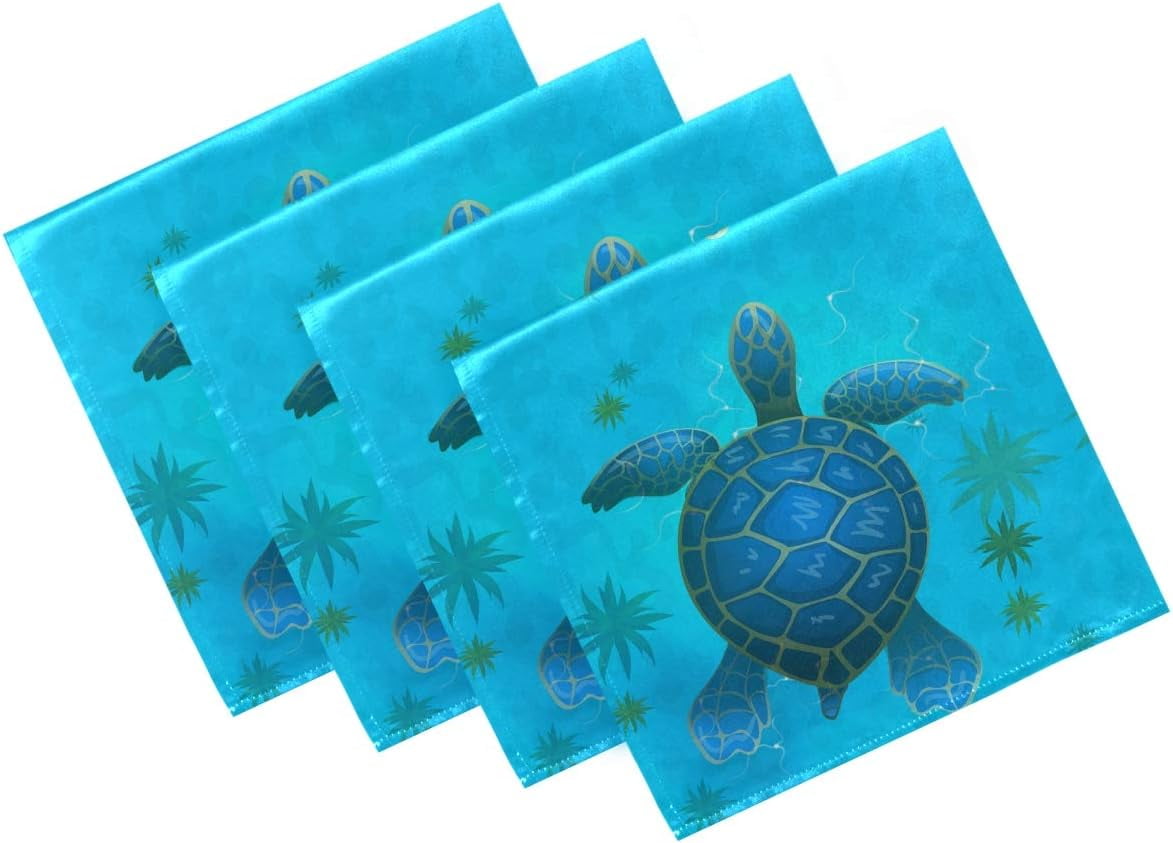 GZHJMY Stylish Cute Cartoon Underwater Sea Turtle Cloth Napkins, Set of ...