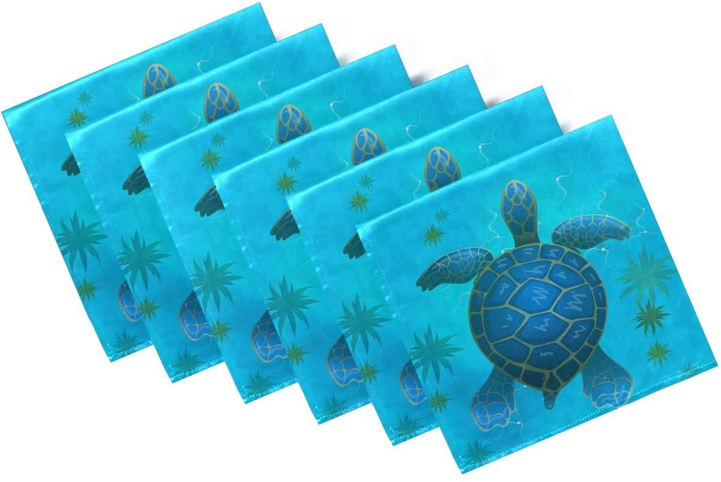 GZHJMY Stylish Cute Cartoon Underwater Sea Turtle Cloth Napkins, Set of ...