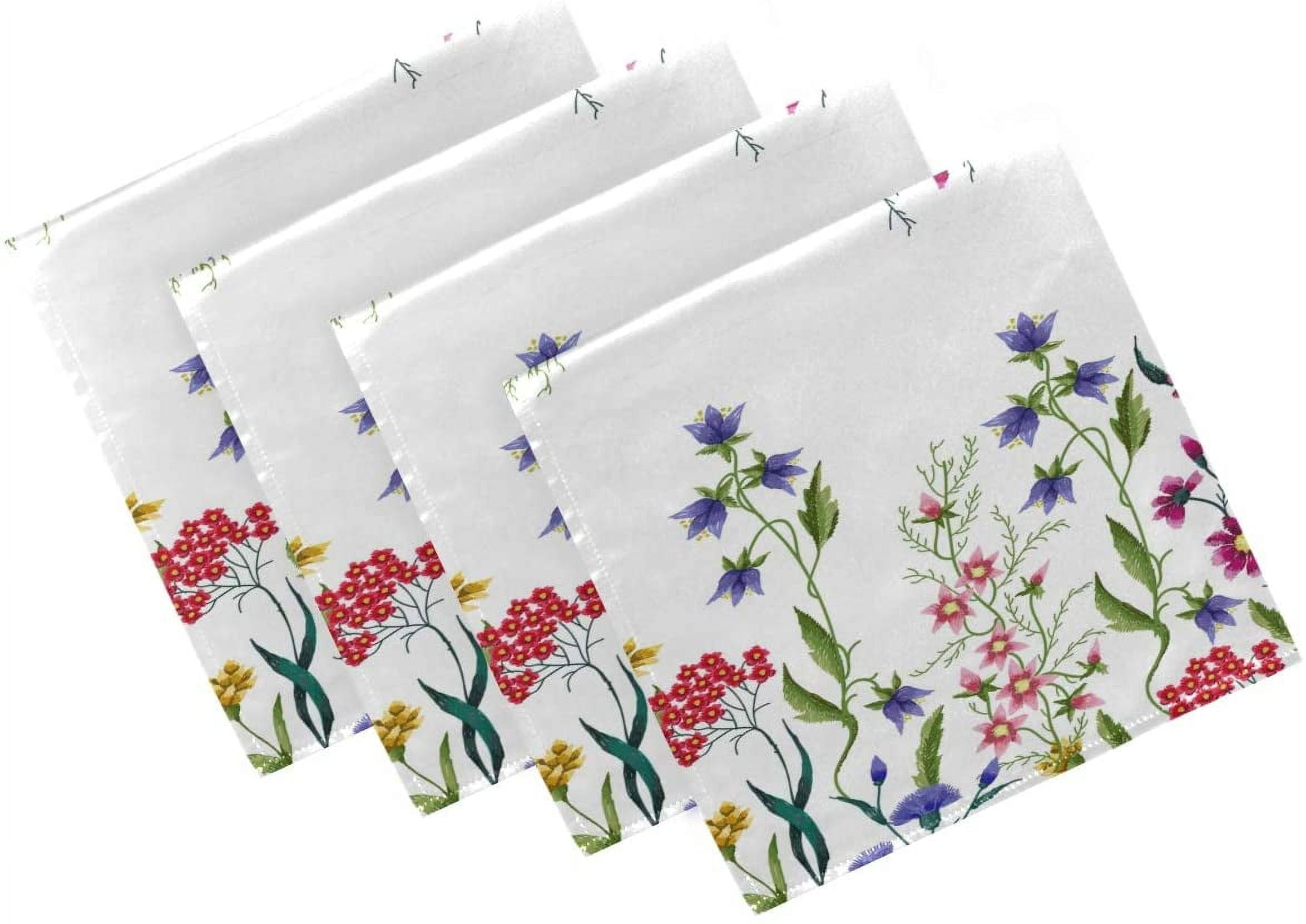 GZHJMY Stylish Embroidery Colors Flowers Print Cloth Napkins, Set of 1 ...