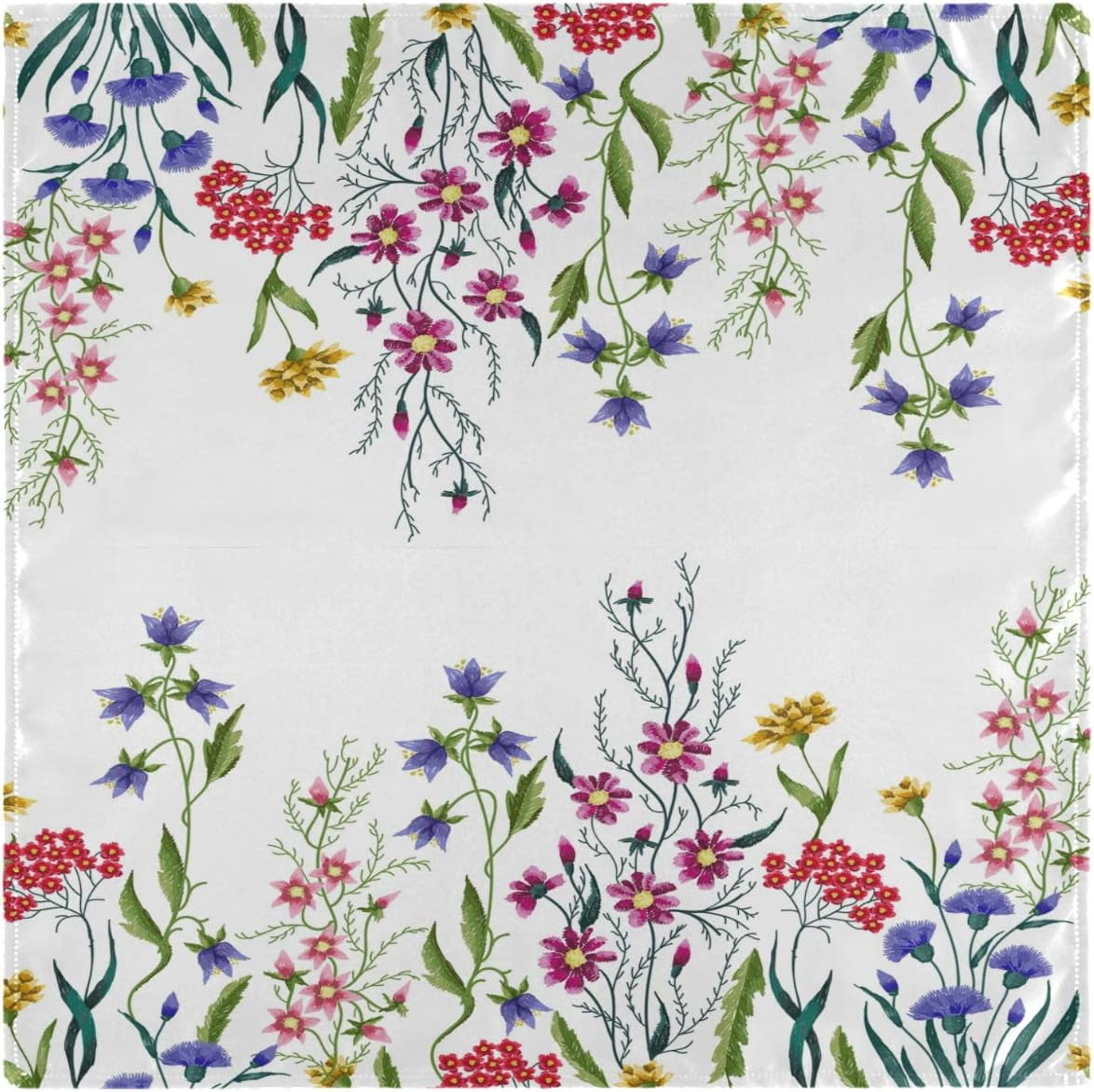 GZHJMY Stylish Embroidery Colors Flowers Print Cloth Napkins, Set of 1 ...