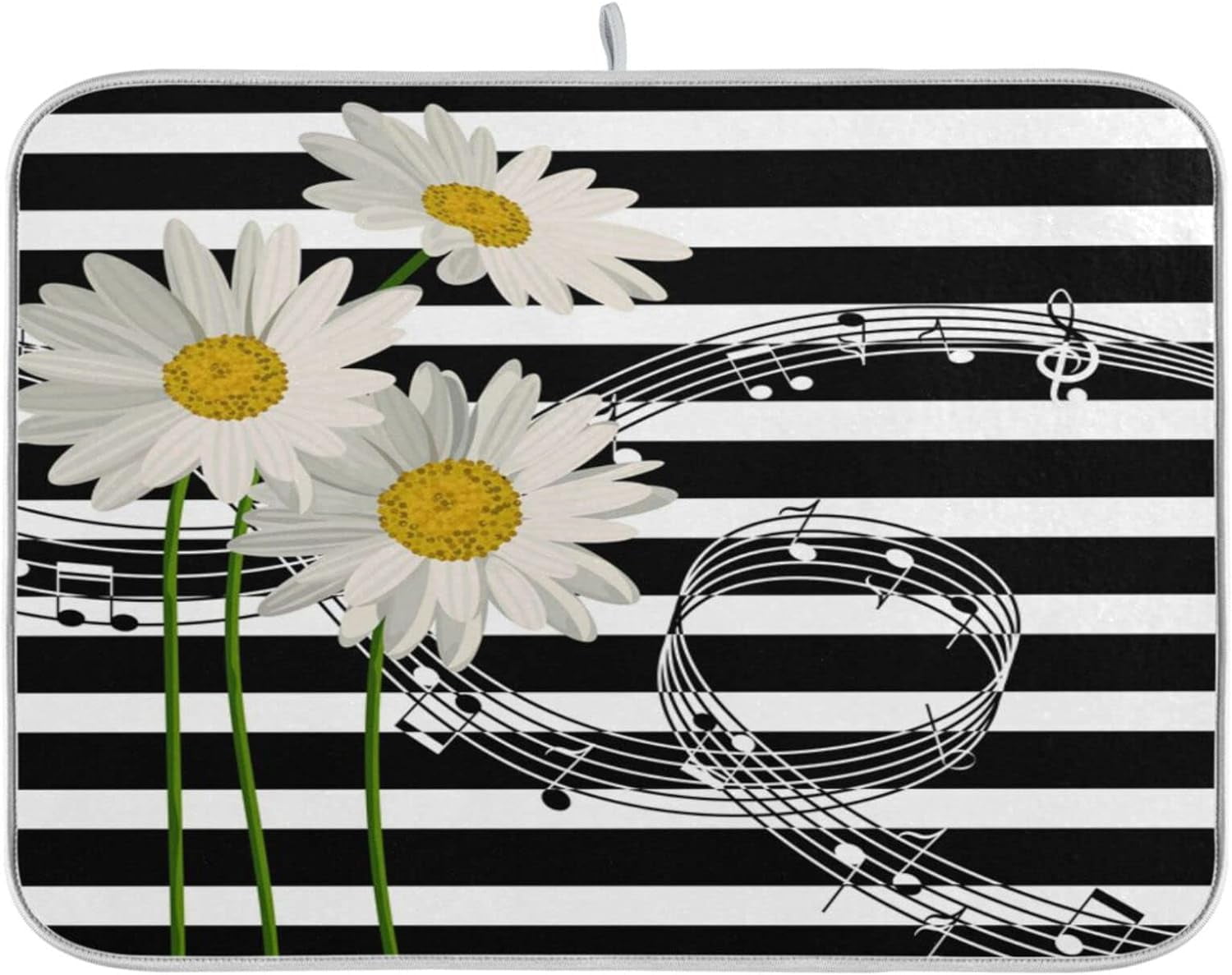GZHJMY Stylish Fresh Daisy Flower Musical Note Stripe Pattern Absorbent ...