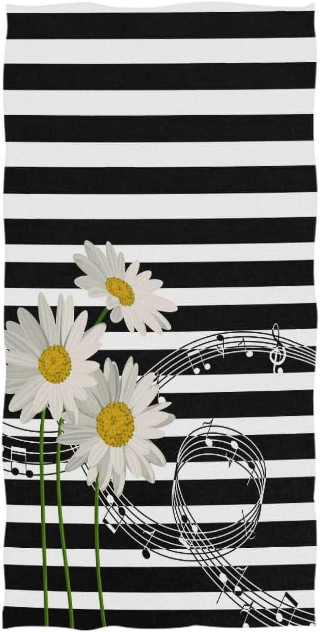 GZHJMY Stylish Fresh Daisy Flower Musical Note Stripe Pattern Soft ...