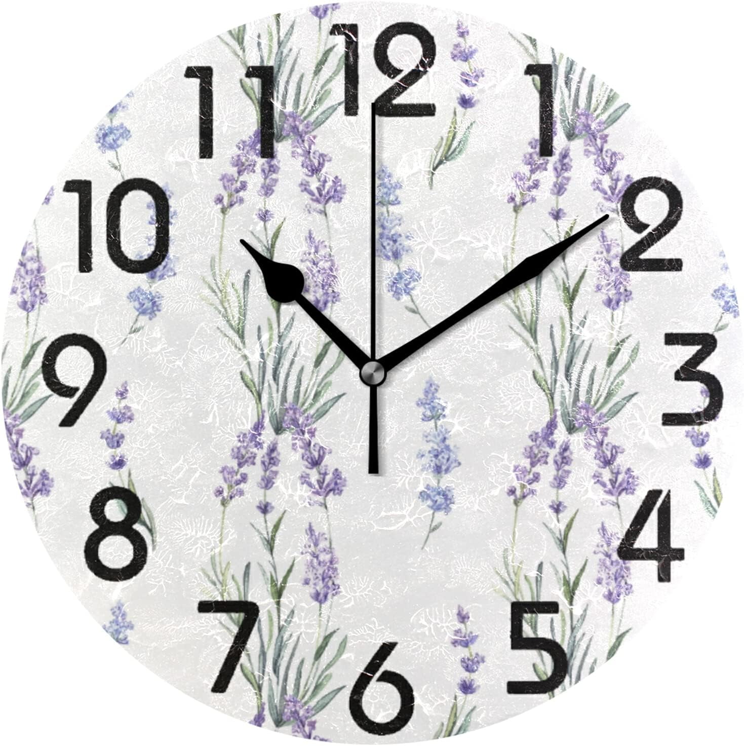 GZHJMY Stylish Lavender Flowers Romantic Round Wall Clock, 9.5 Inch ...