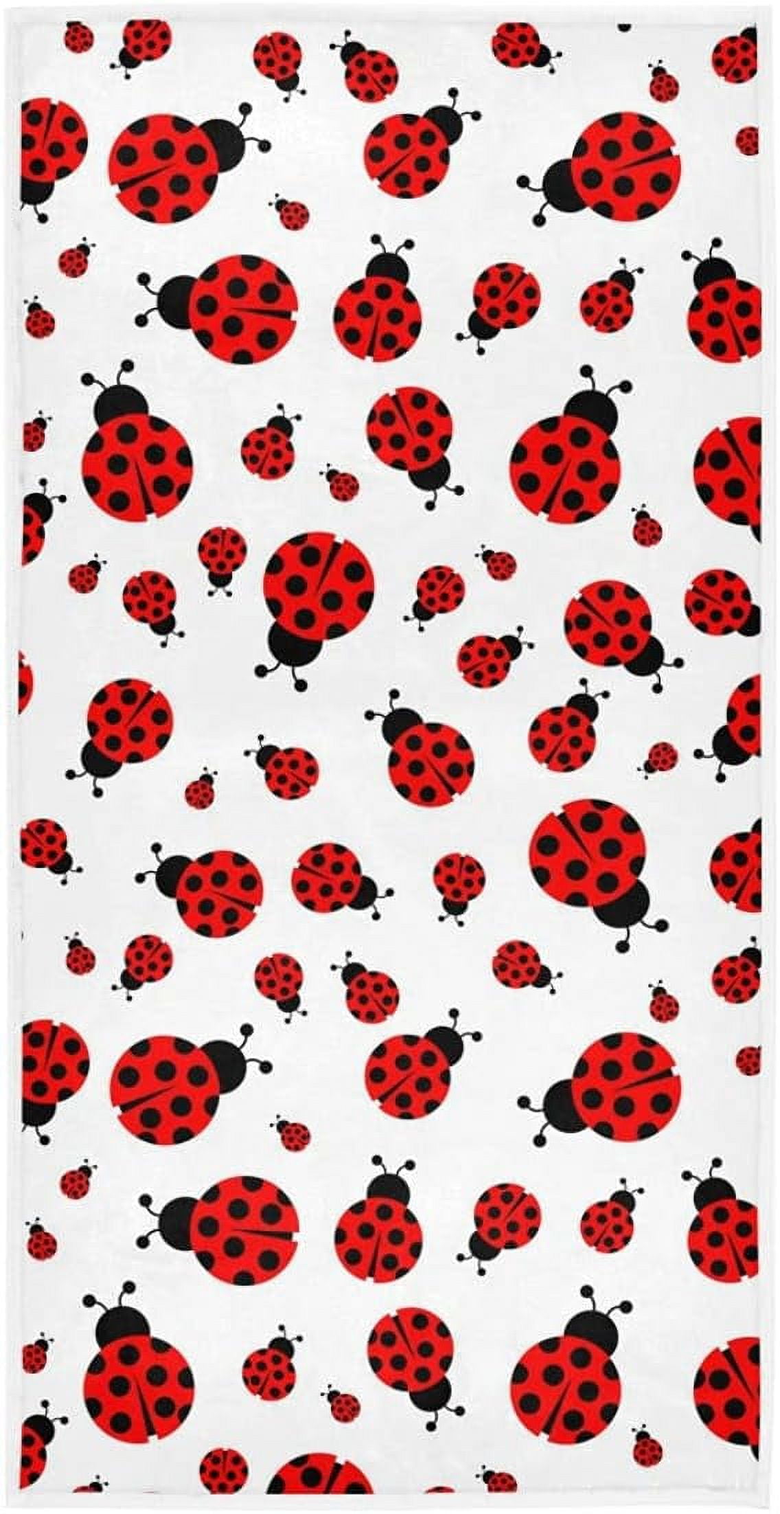 GZHJMY Stylish Lifelike Ladybug Pattern Soft Bath Towel Large Hand ...