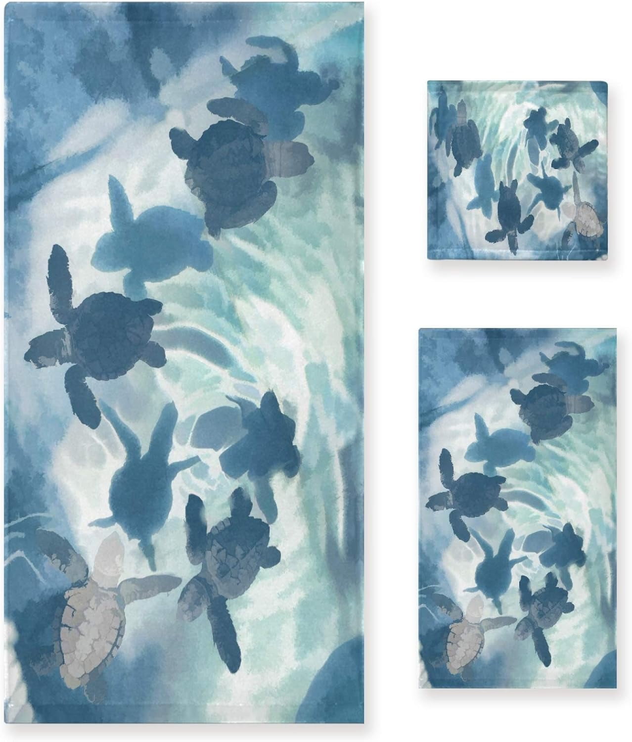 GZHJMY Stylish Ocean Swimming Blue Turtles Soft Luxury Decorative 3 ...