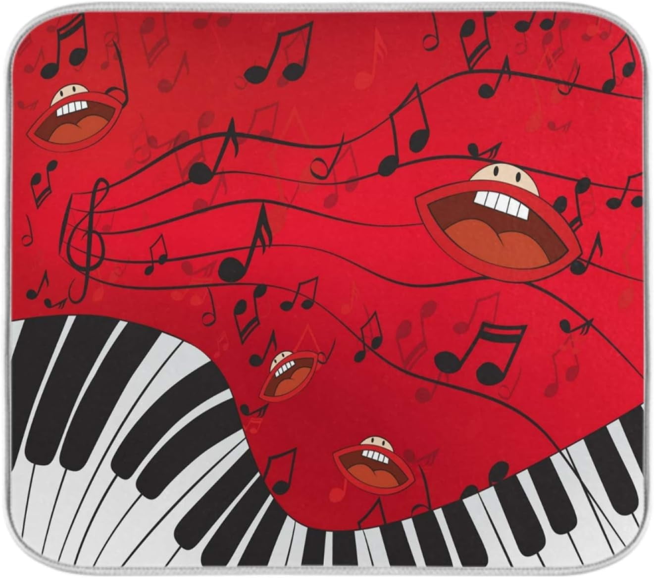 GZHJMY Stylish Piano and Singing Mouths Absorbent Dish Drying Mat ...