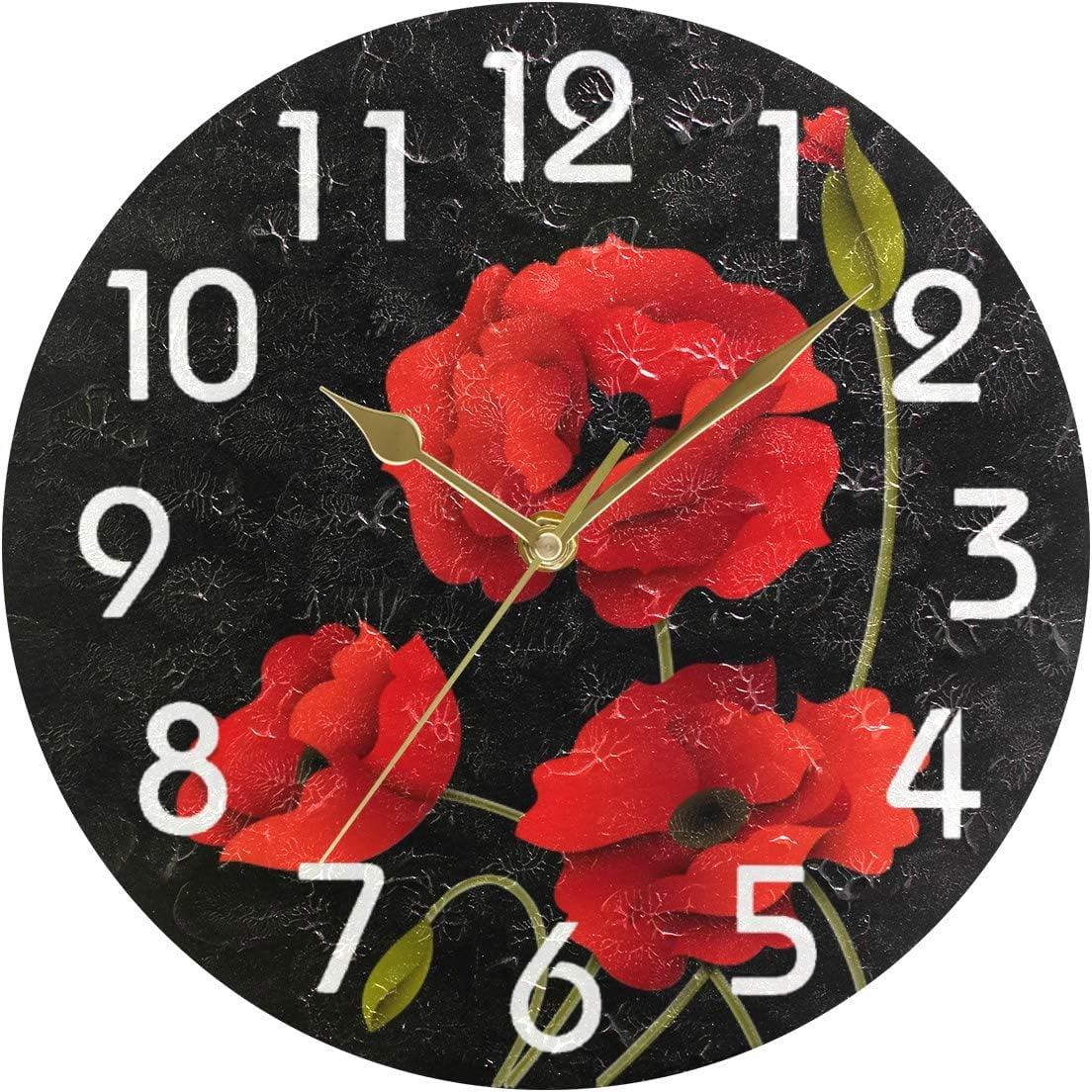GZHJMY Stylish Red Poppy Round Wall Clock, 9.5 Inch Battery Operated ...