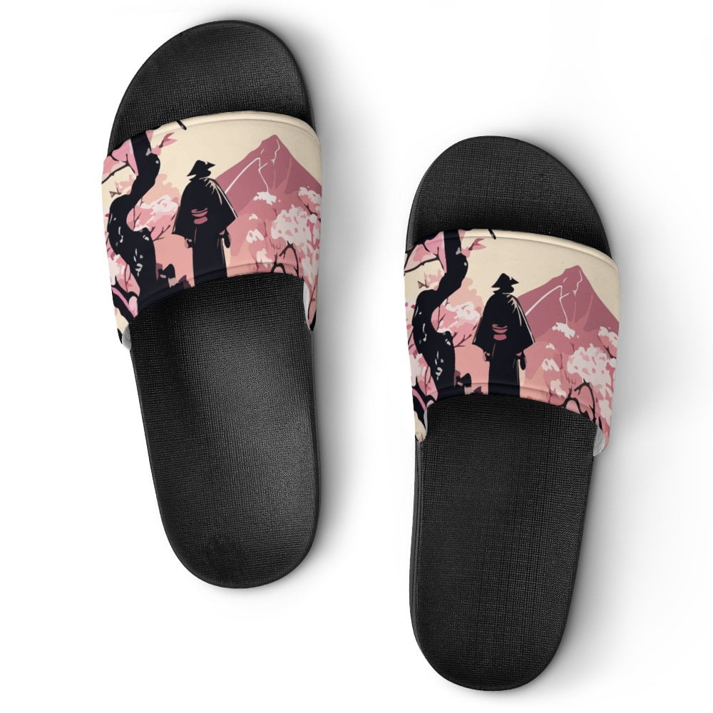GZHJMY Stylish Slides for Women Men, A Japanese Man Stands Near Cherry ...