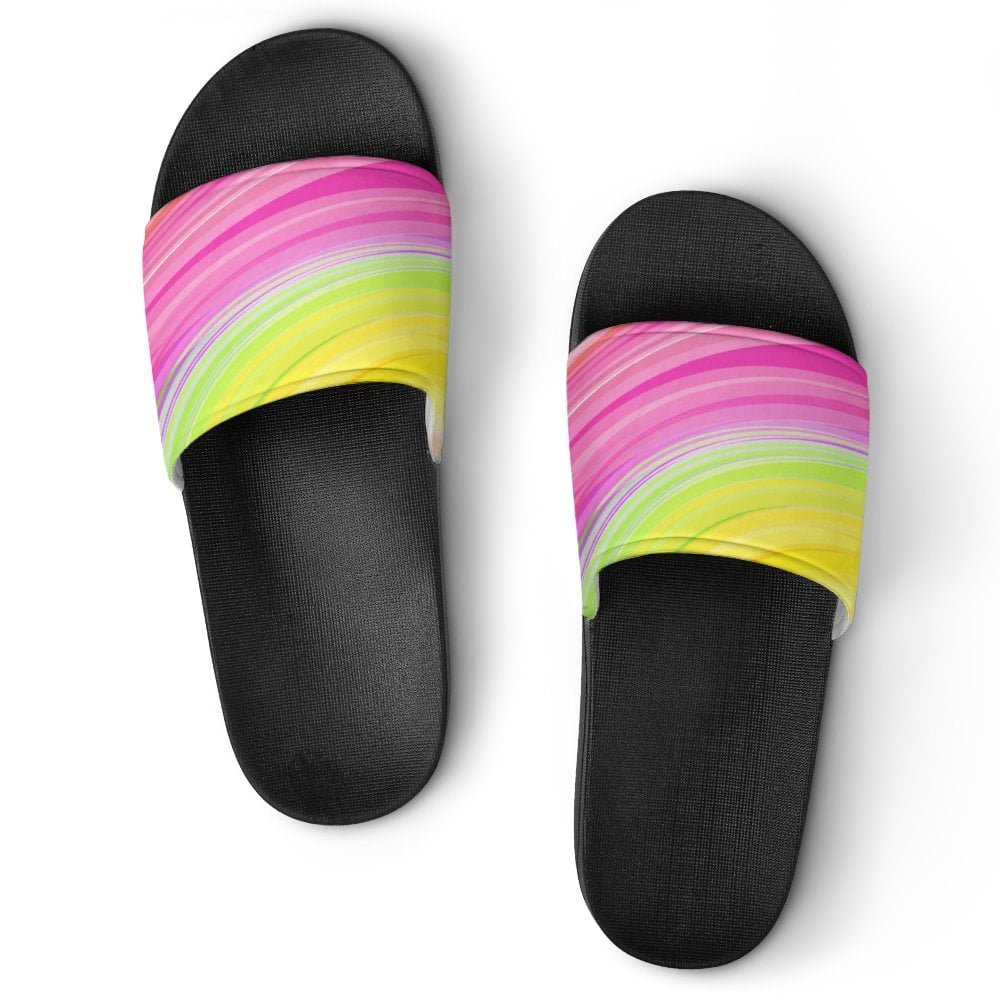 GZHJMY Stylish Slides for Women Men, Abstract Colorful with Rainbow ...
