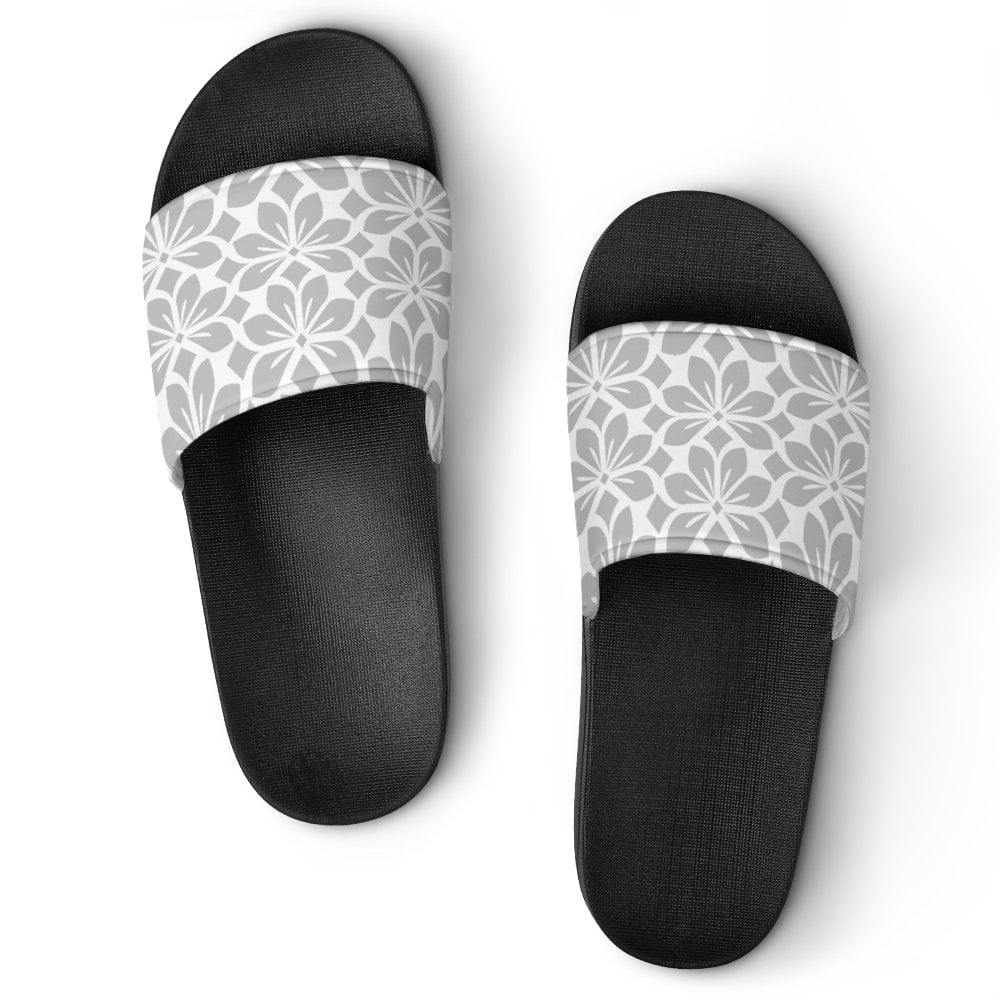GZHJMY Stylish Slides for Women Men, Abstract Style Grey Flower Soft ...