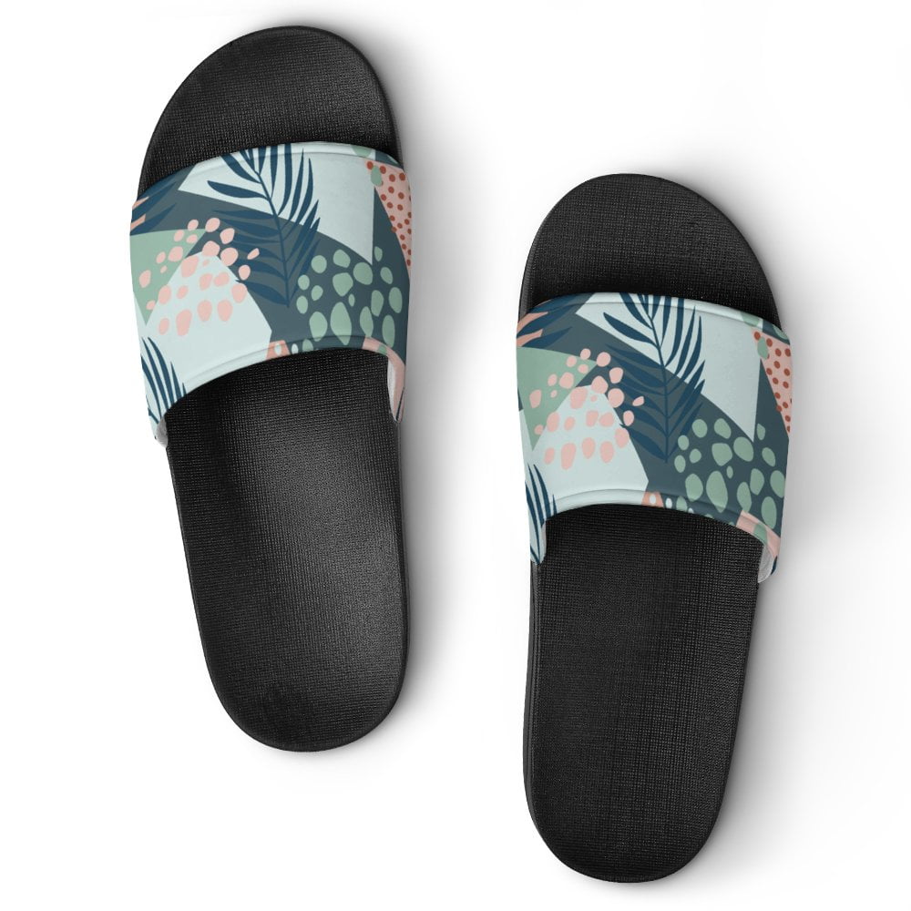 GZHJMY Stylish Slides for Women Men, Abstract Tropical Leaves, Grunge ...