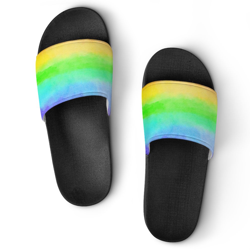 GZHJMY Stylish Slides for Women Men, Abstract striped rainbow ...