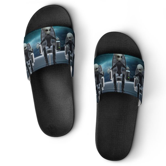 GZHJMY Stylish Slides for Women Men, Alien Piloting Spaceship Soft ...