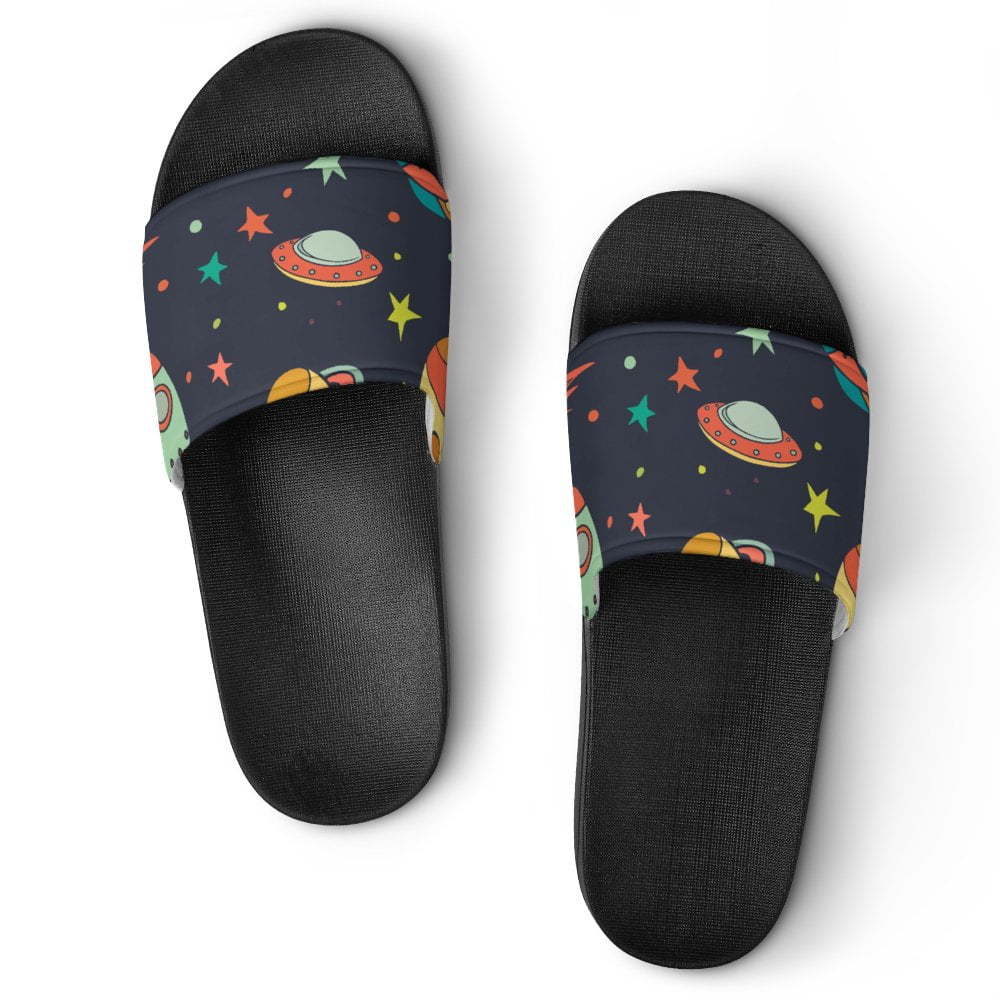 GZHJMY Stylish Slides for Women Men, Alien Space Ship Planet Rocket ...