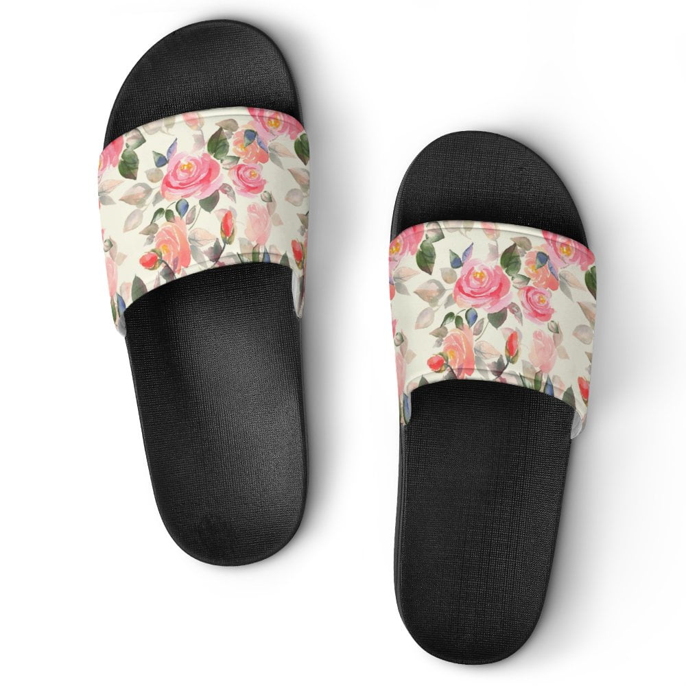 GZHJMY Stylish Slides for Women Men, Background with Beautiful Roses ...