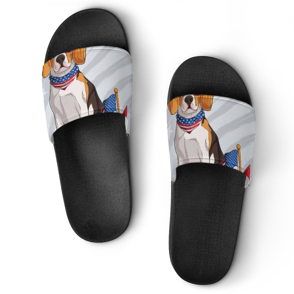 GZHJMY Stylish Slides for Women Men, Beagle Dog Breed in 4th of July ...