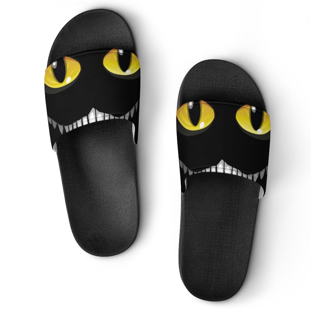 GZHJMY Stylish Slides for Women Men, Black Cat in Darkness Soft ...