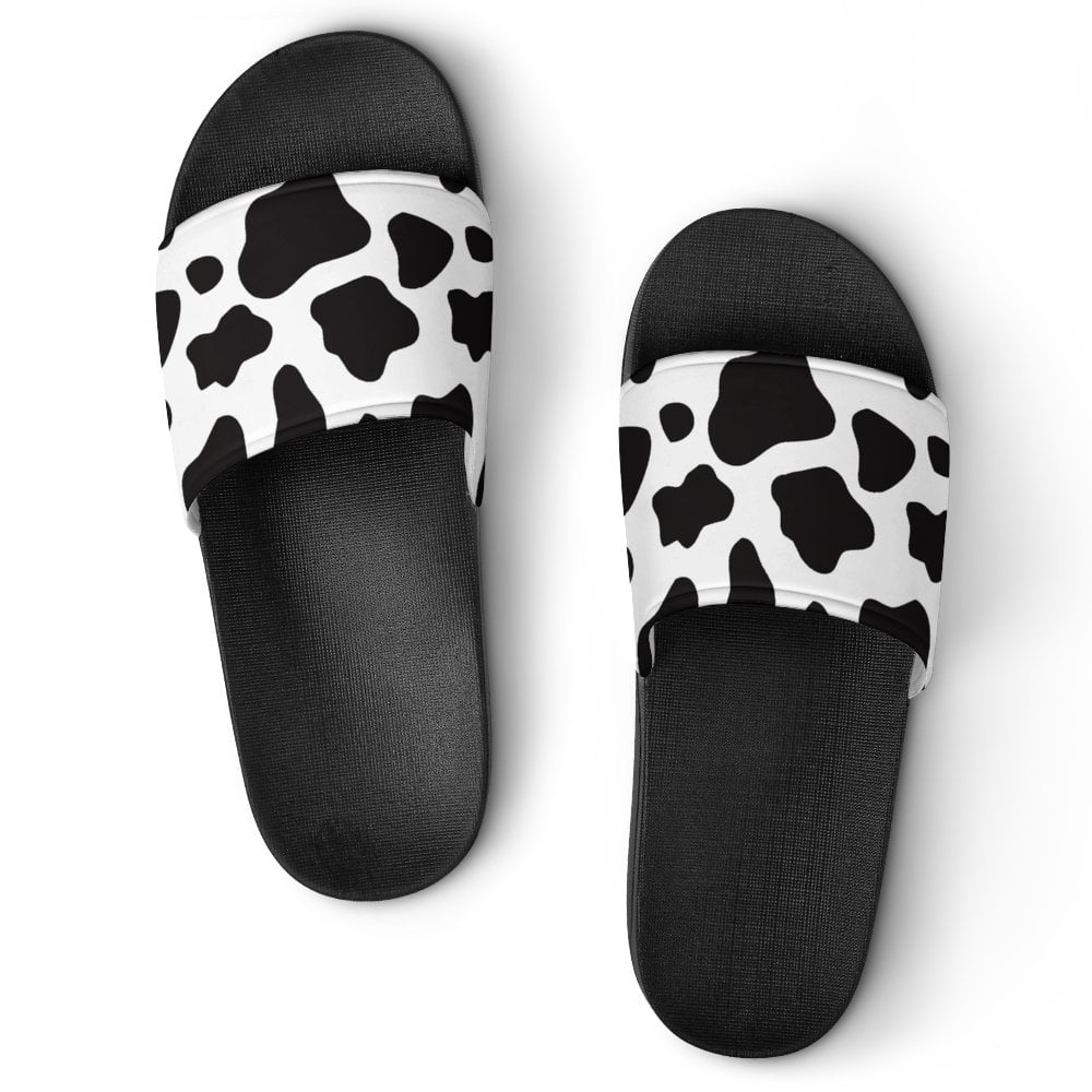 GZHJMY Stylish Slides for Women Men, Black and White Cow Print Soft ...