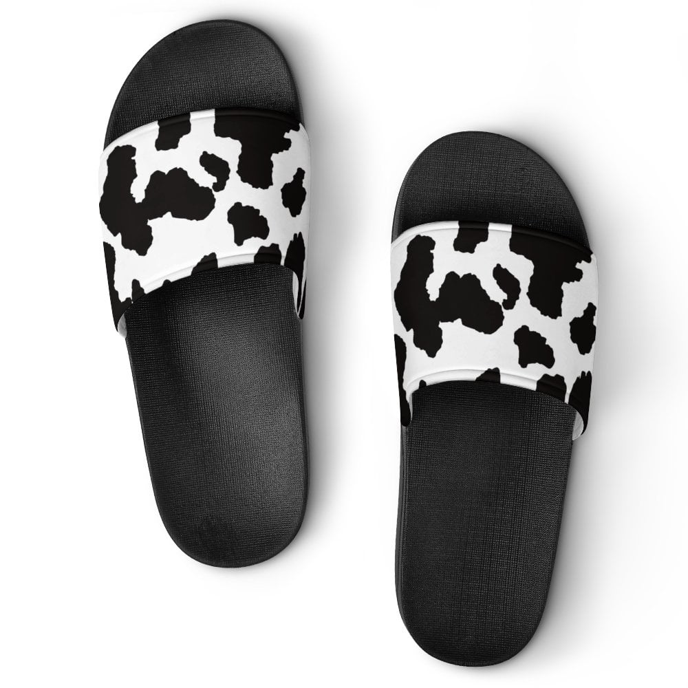 GZHJMY Stylish Slides for Women Men, Black and White Cow Print Soft ...