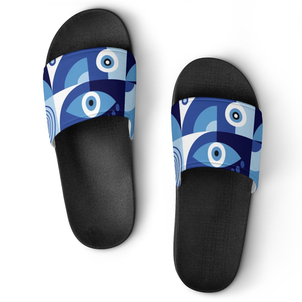 GZHJMY Stylish Slides for Women Men, Blue Abstract Geometric Soft ...