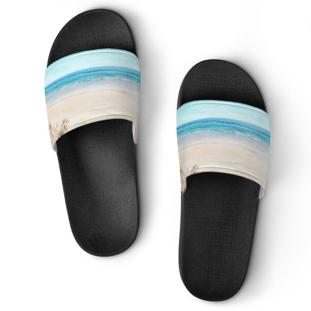 GZHJMY Stylish Slides for Women Men, Blue Beach Starfish Shell Soft ...