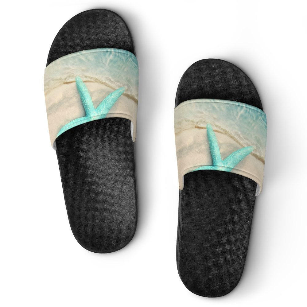 GZHJMY Stylish Slides for Women Men, Blue Beach Starfish Soft Flexible ...