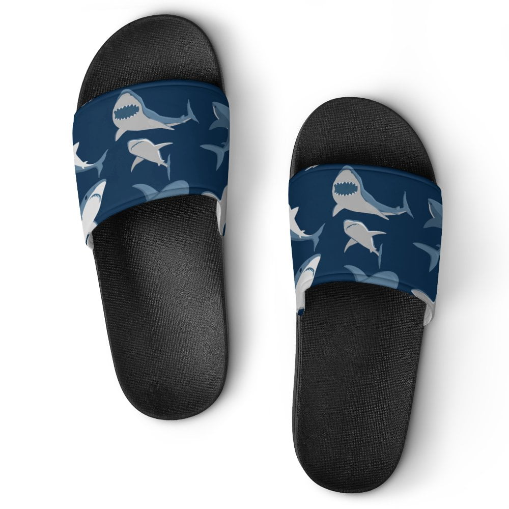 GZHJMY Stylish Slides for Women Men, Blue Shark Soft Flexible Slip-on ...