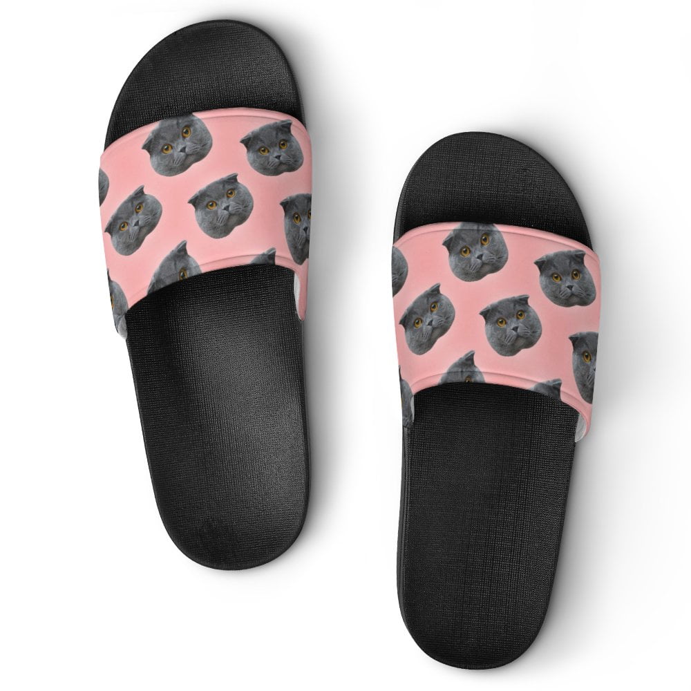 GZHJMY Stylish Slides for Women Men, British Cat Faces With On Pastel ...