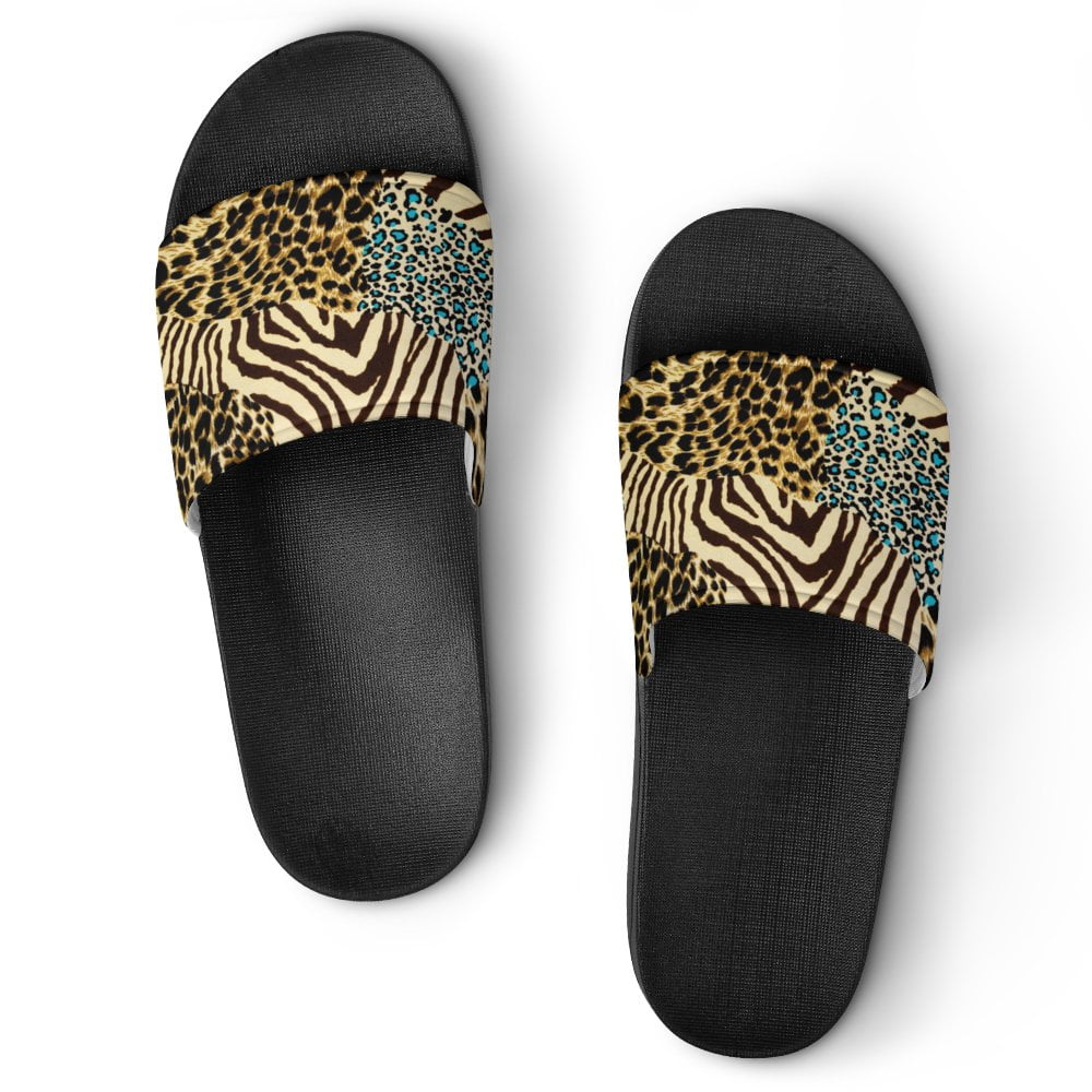 GZHJMY Stylish Slides for Women Men, Brown Leopard Print Soft Flexible ...
